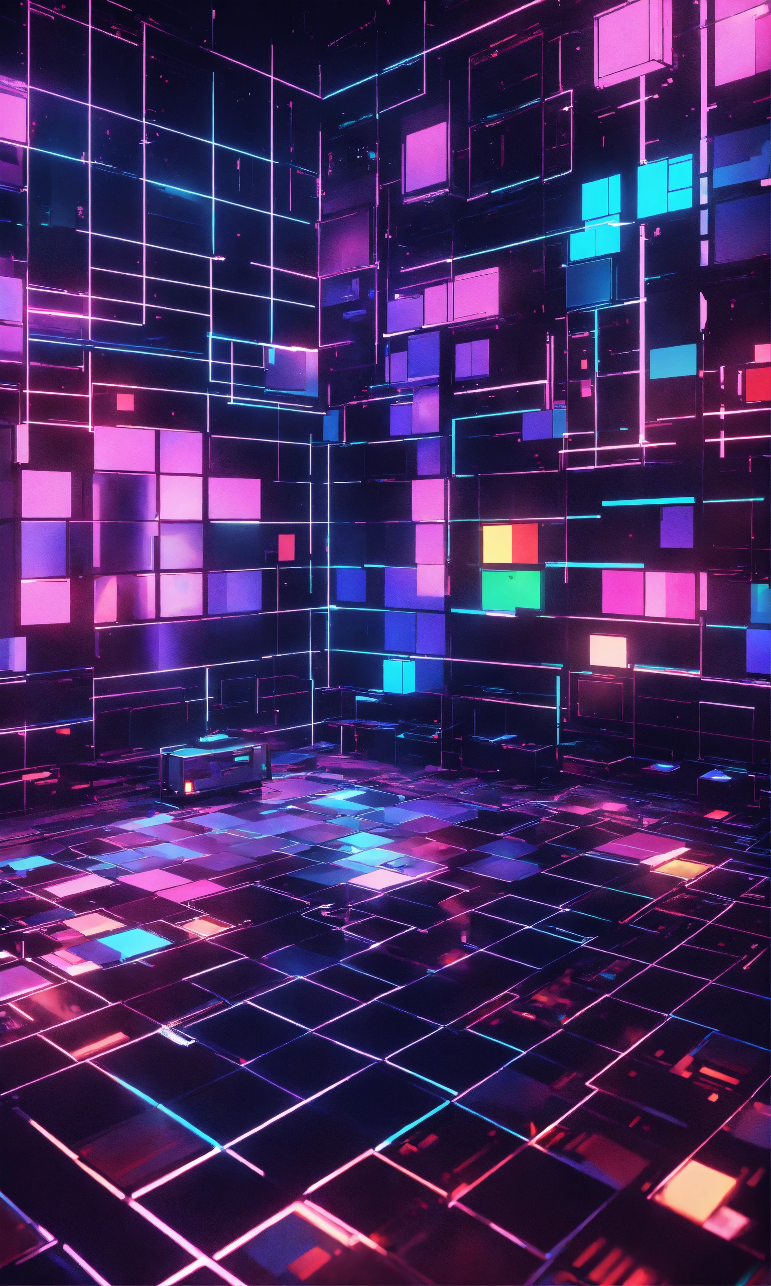 Lexica - Hologram of pixel squares above the cybernetic table ...
