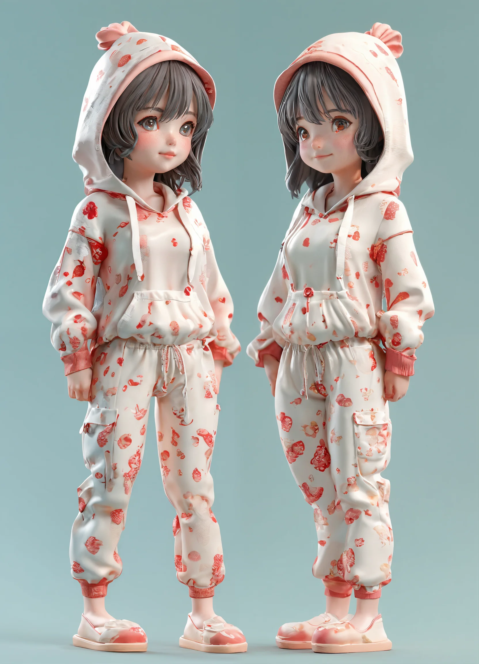 Lexica - Blind box cute girl design, Full body, three views, A girl ...