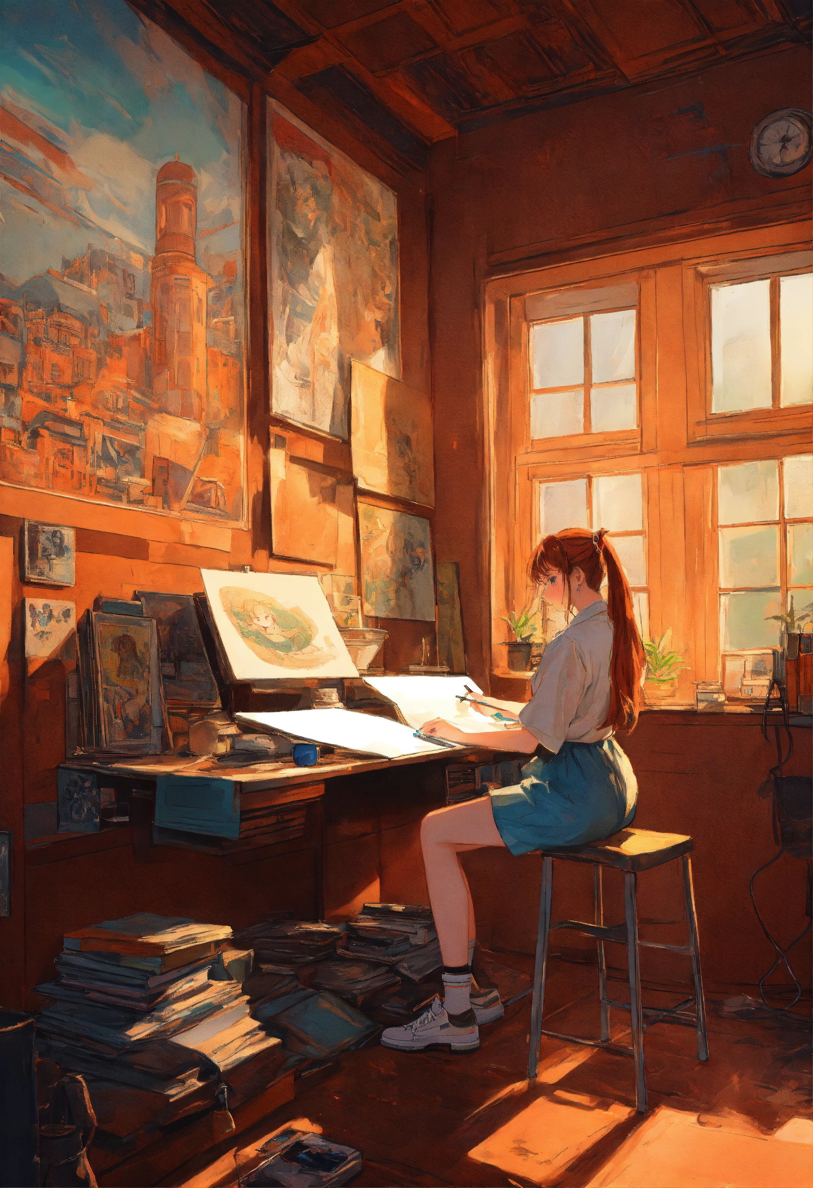 Lexica - 18-year-old girl draws a picture. 18-year-old b boy draws a ...