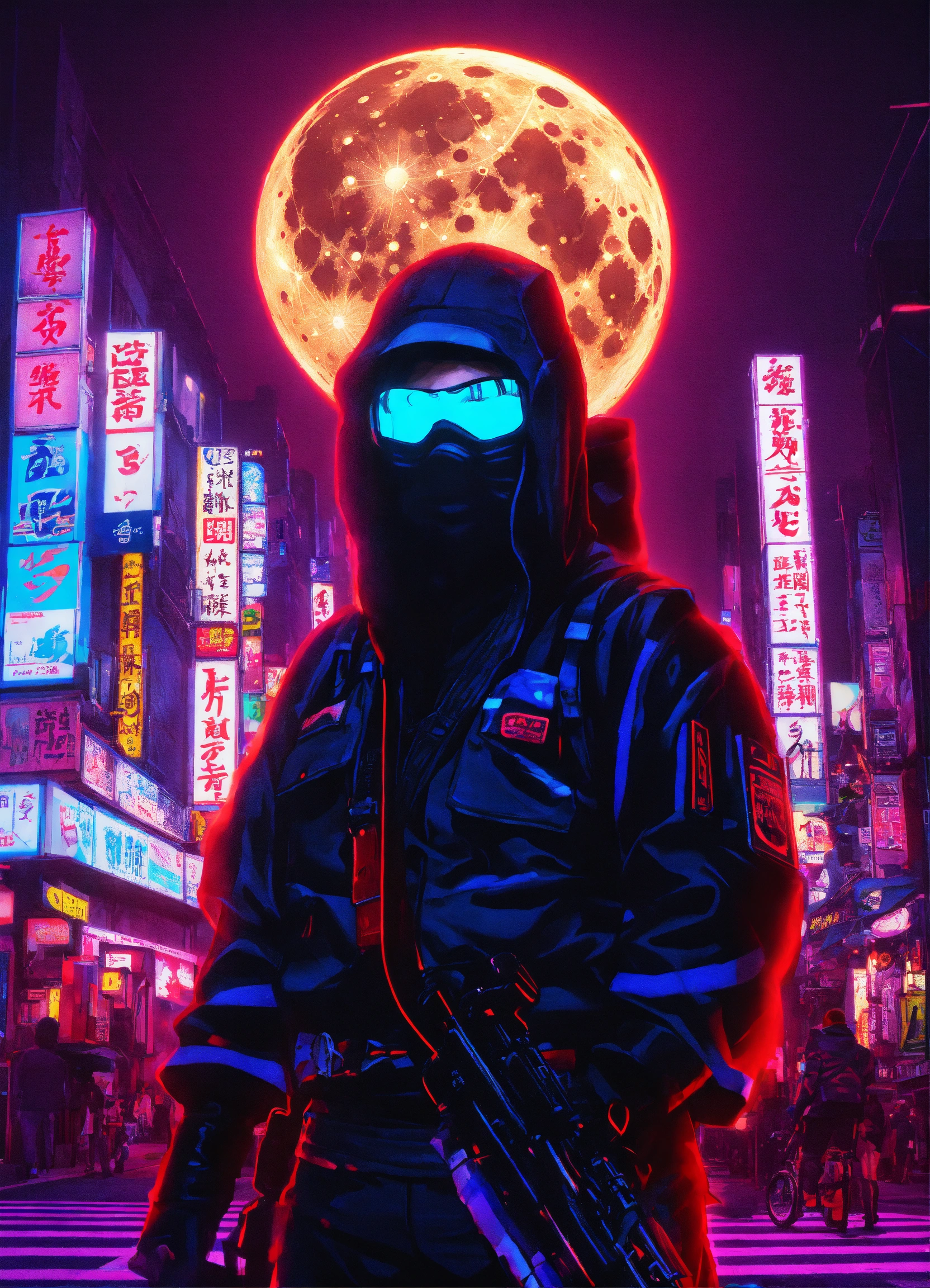 Lexica - Photorealistic 3D portrait Ninjas in DMT black Light Neon Moon ...