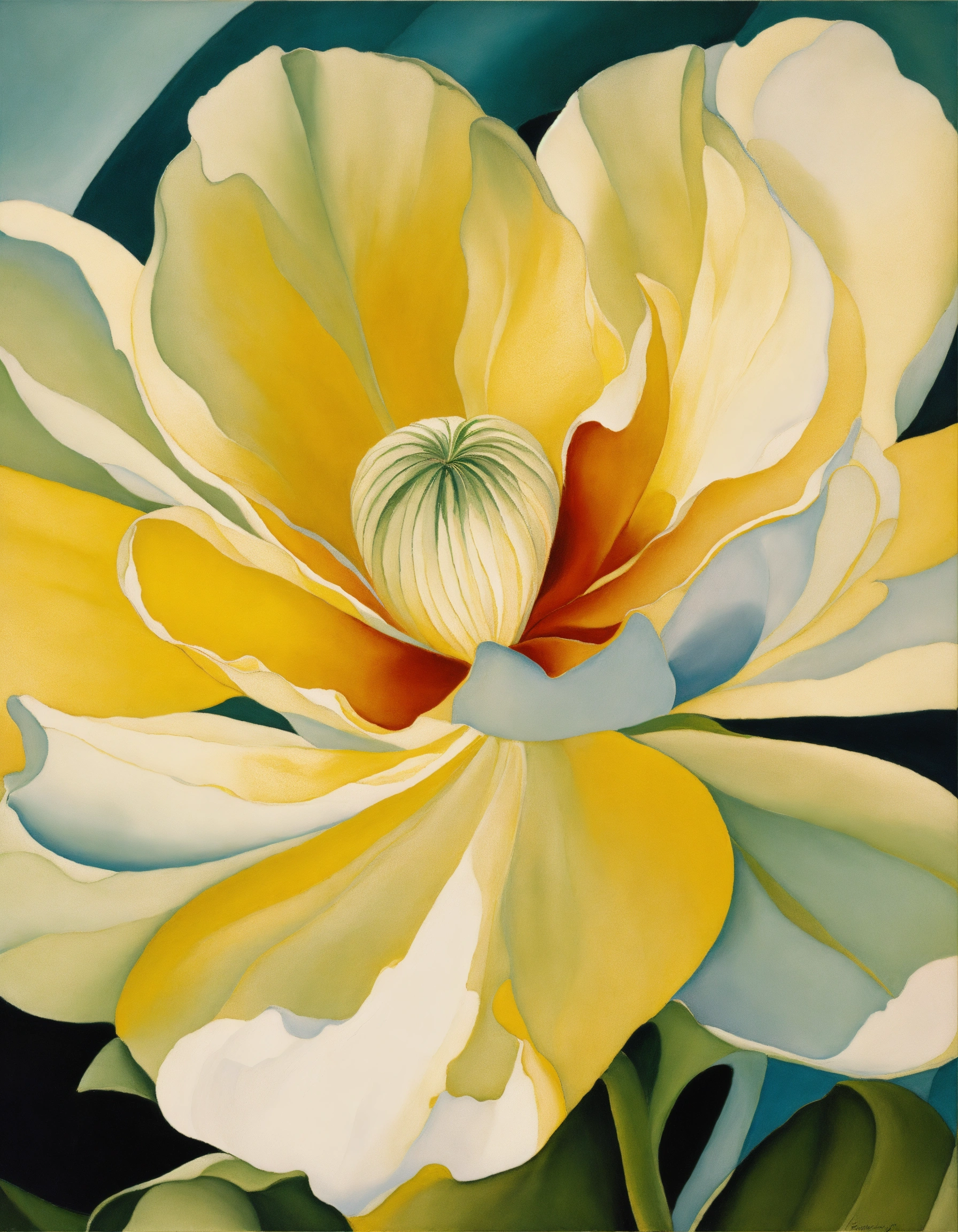 Lexica - Georgia okeeffe style meets art deco style, librating birth ...