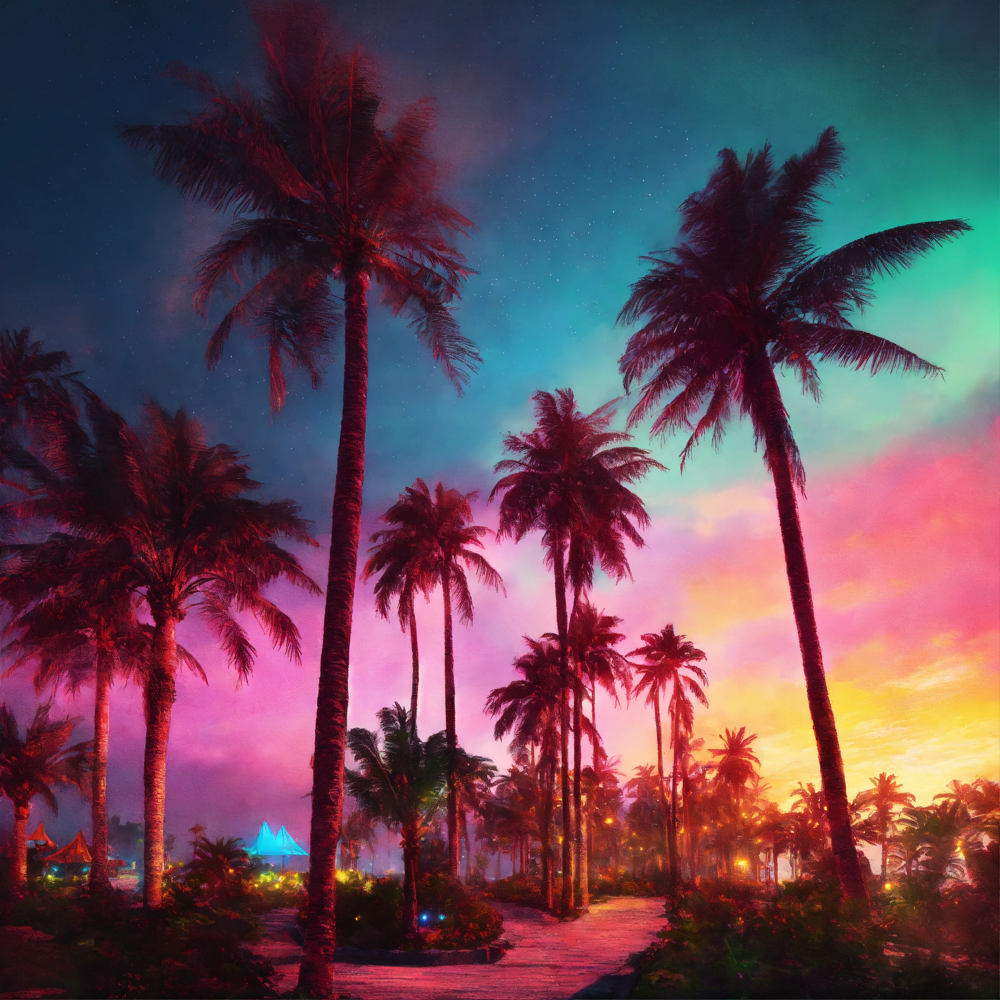 Lexica - Utopian techno rave palm trees with a euphoric atmosphere.