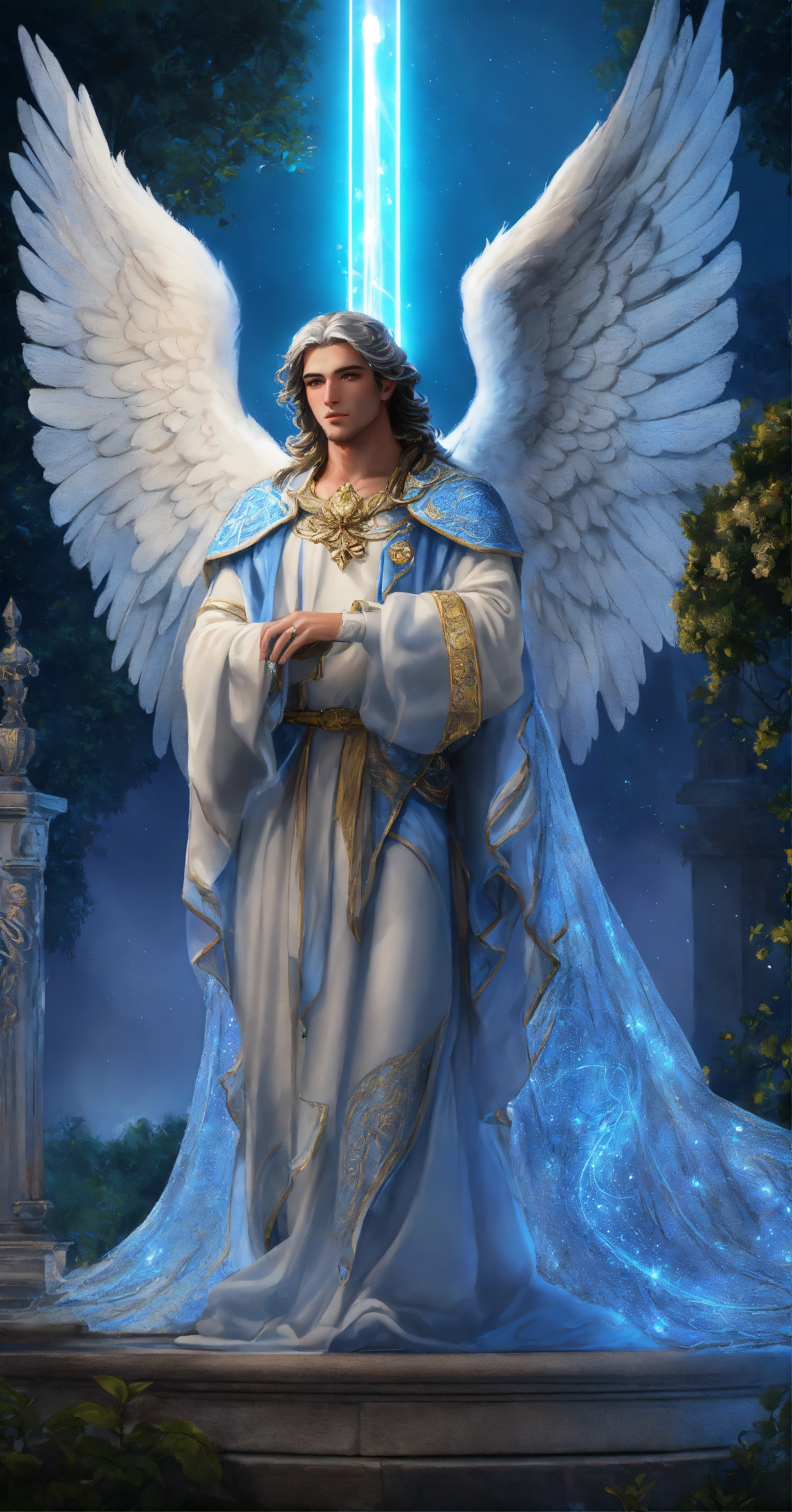 Lexica - 2 male guardian angels with detailed and luminous blue angel ...