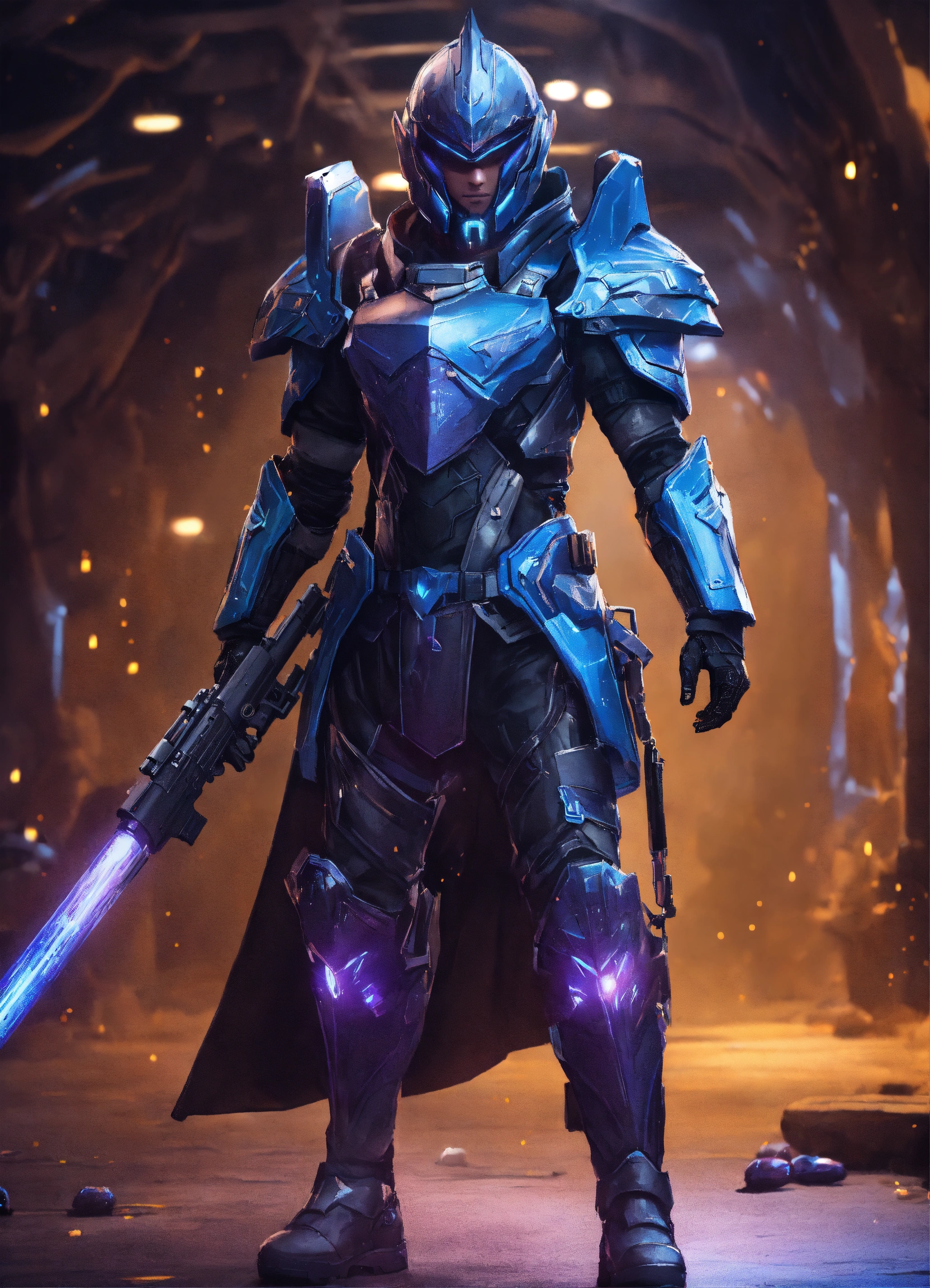 Lexica - Full body of a high elf sci fi soldier wearing heavy sci fi ...