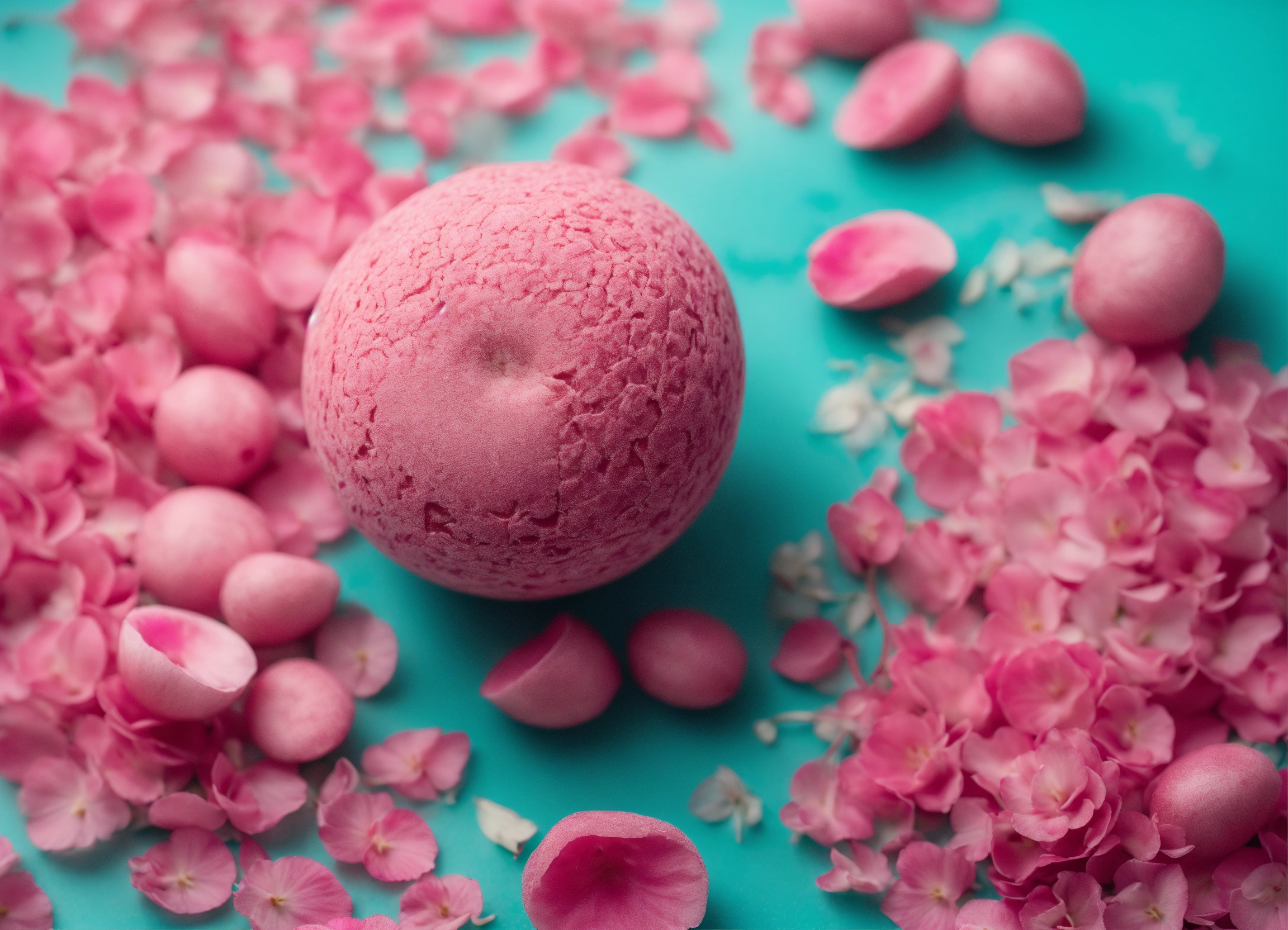 Lexica - Pink healthy ovaries body on a desaturated turquoise background