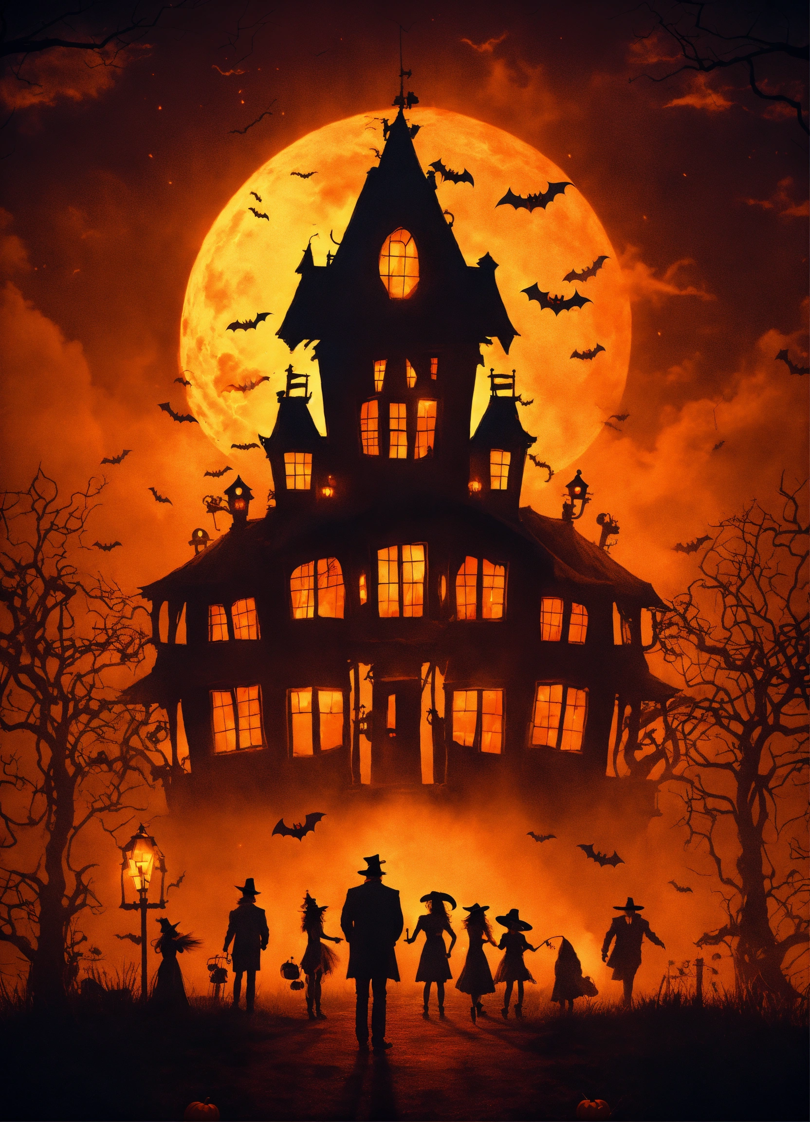 Lexica - Halloween party poster, Tim Burton's style, orange color ...
