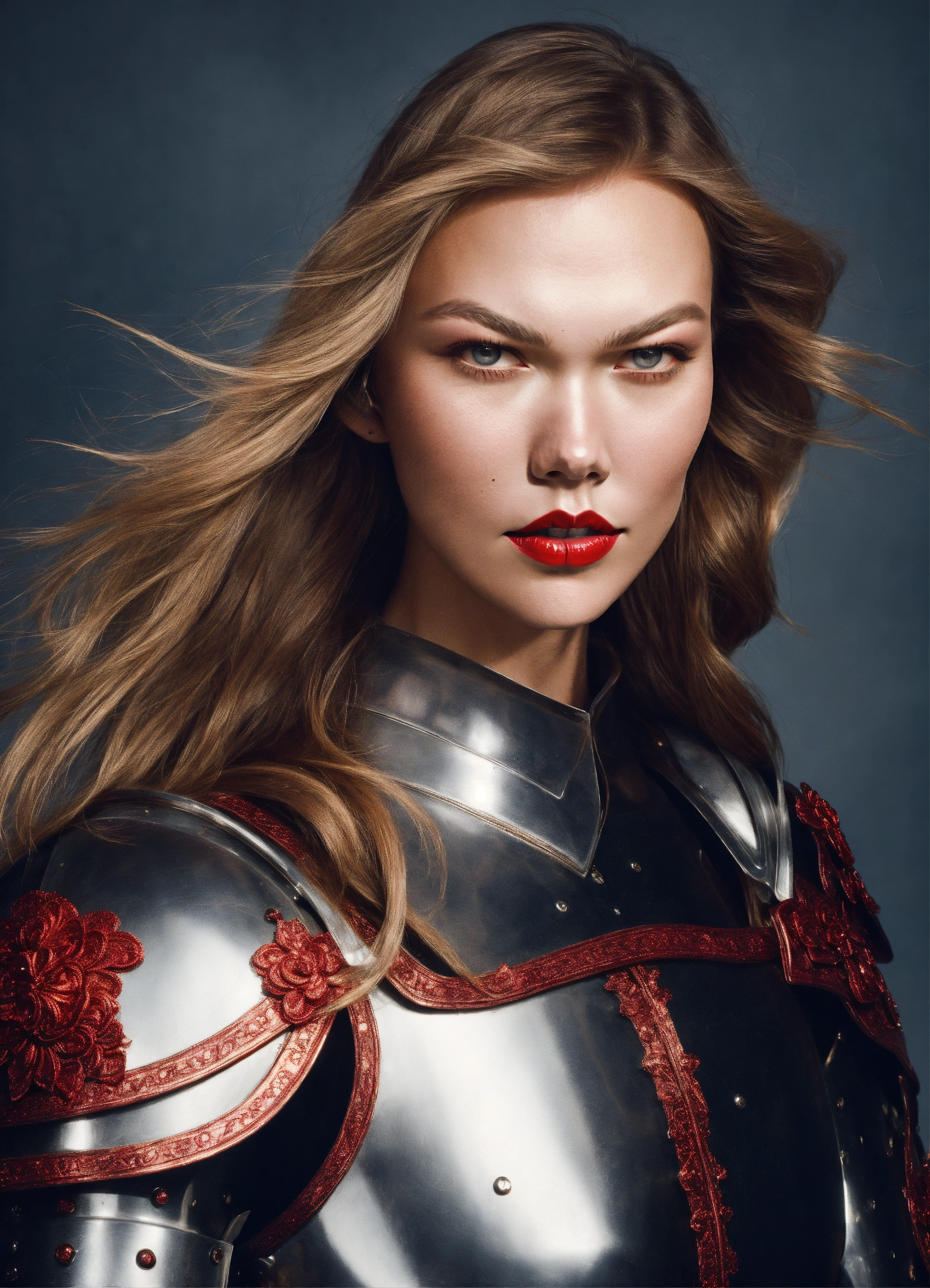 Lexica - Photo quality portrait of KARLIE KLOSS as a knight in shining ...