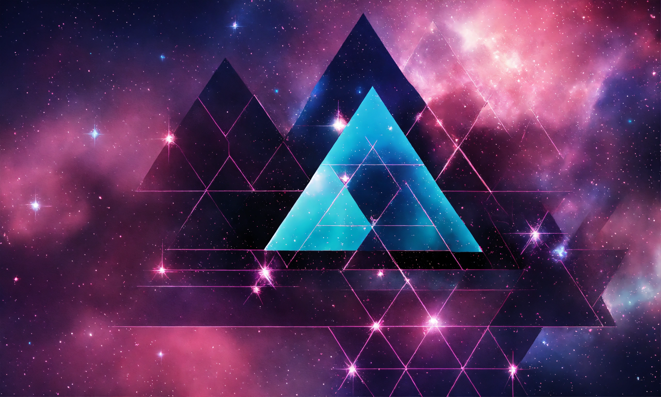 Lexica - Triangles stars on a space nebula blue and pink