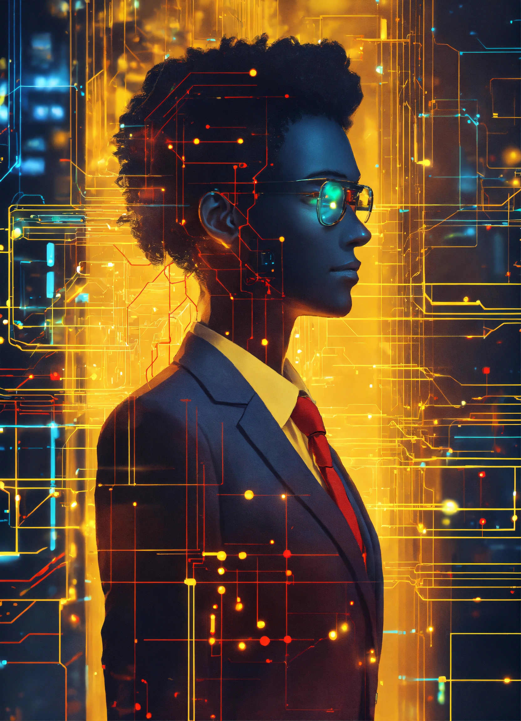 Lexica - Imagine a man dressed in business attire, interacting with a ...