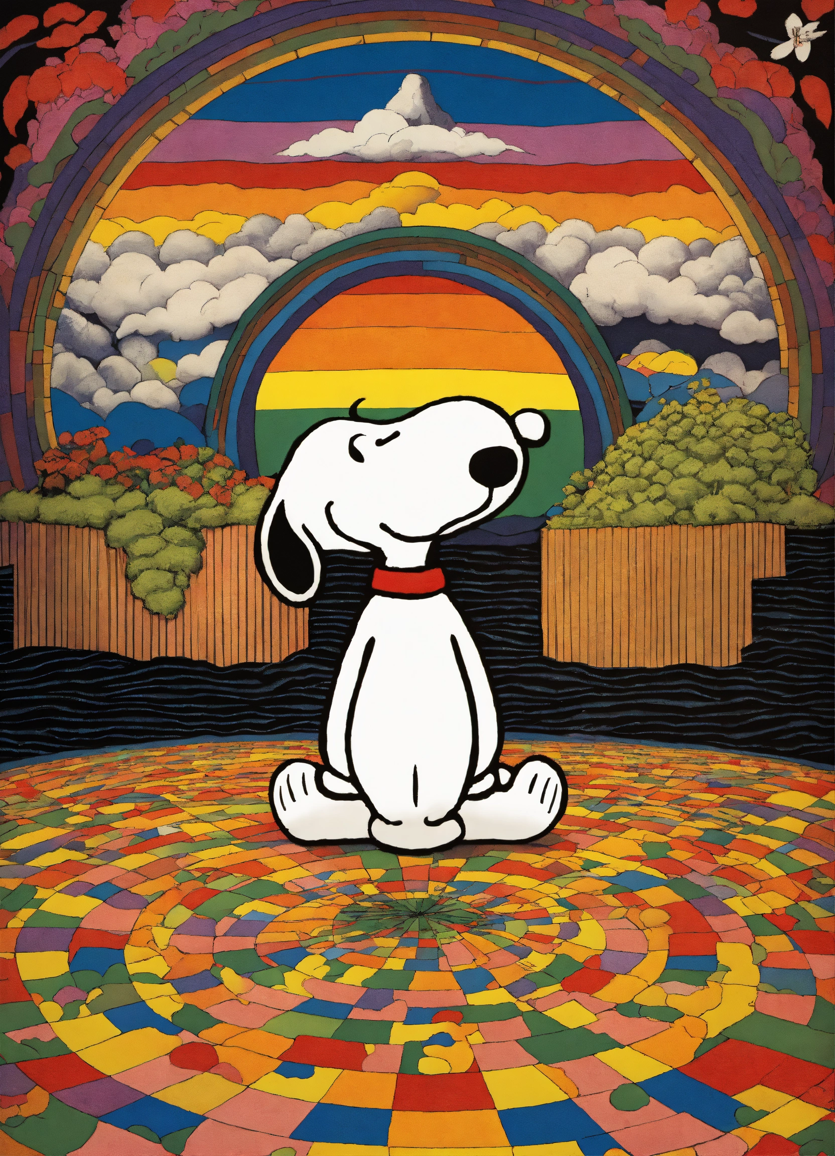 Lexica - Snoopy meditating, earth merging into cosmos , rainbow ...