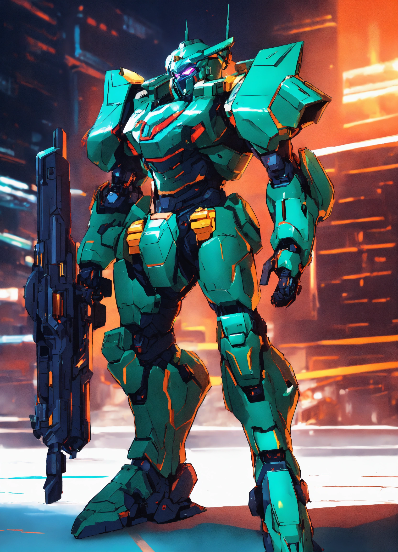 Lexica - Anime-style mecha warrior outfitted in heavy armor and ...