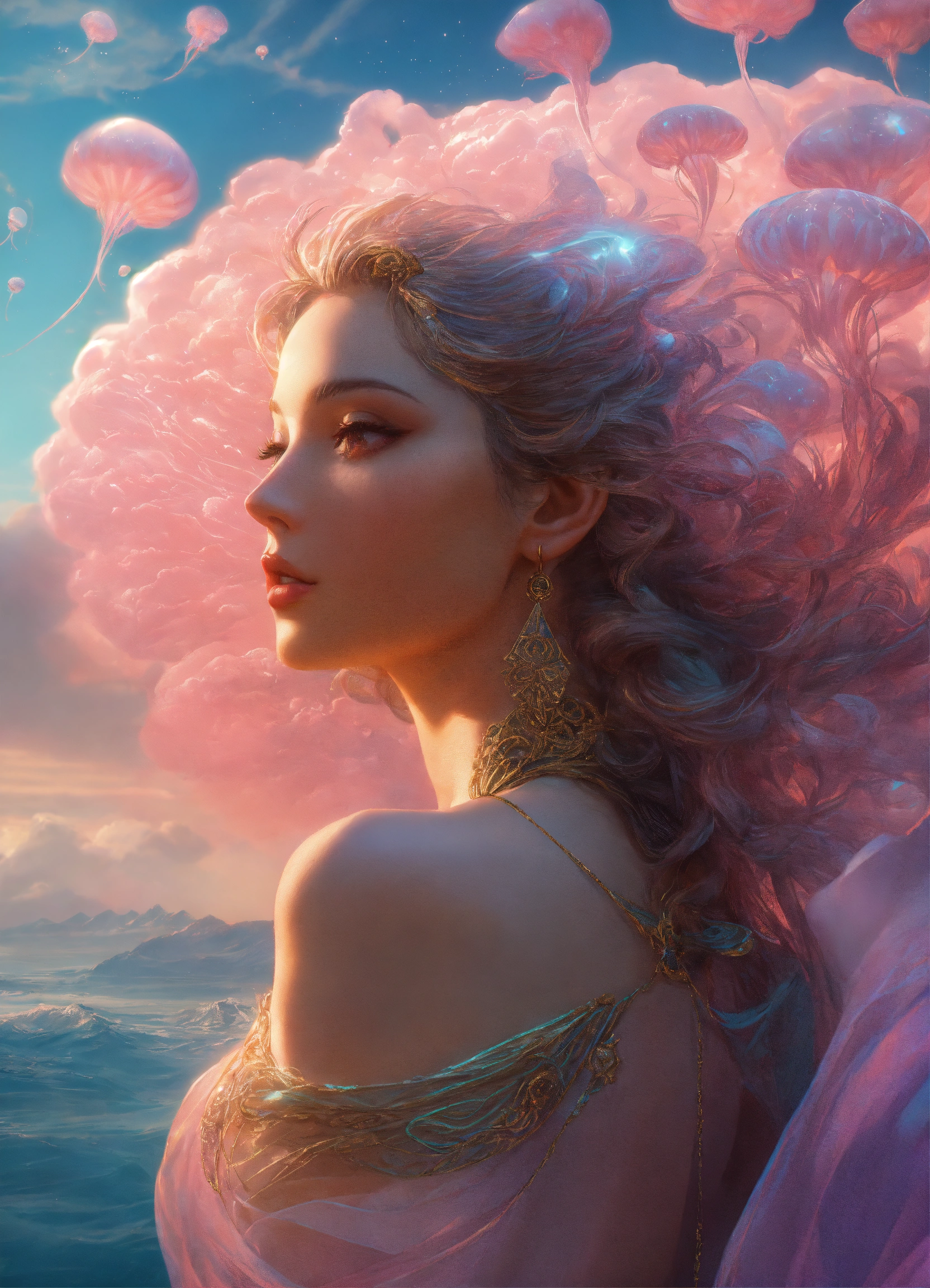 Lexica - Air nymphs, intricate fashion, aether, surrounded by floating ...