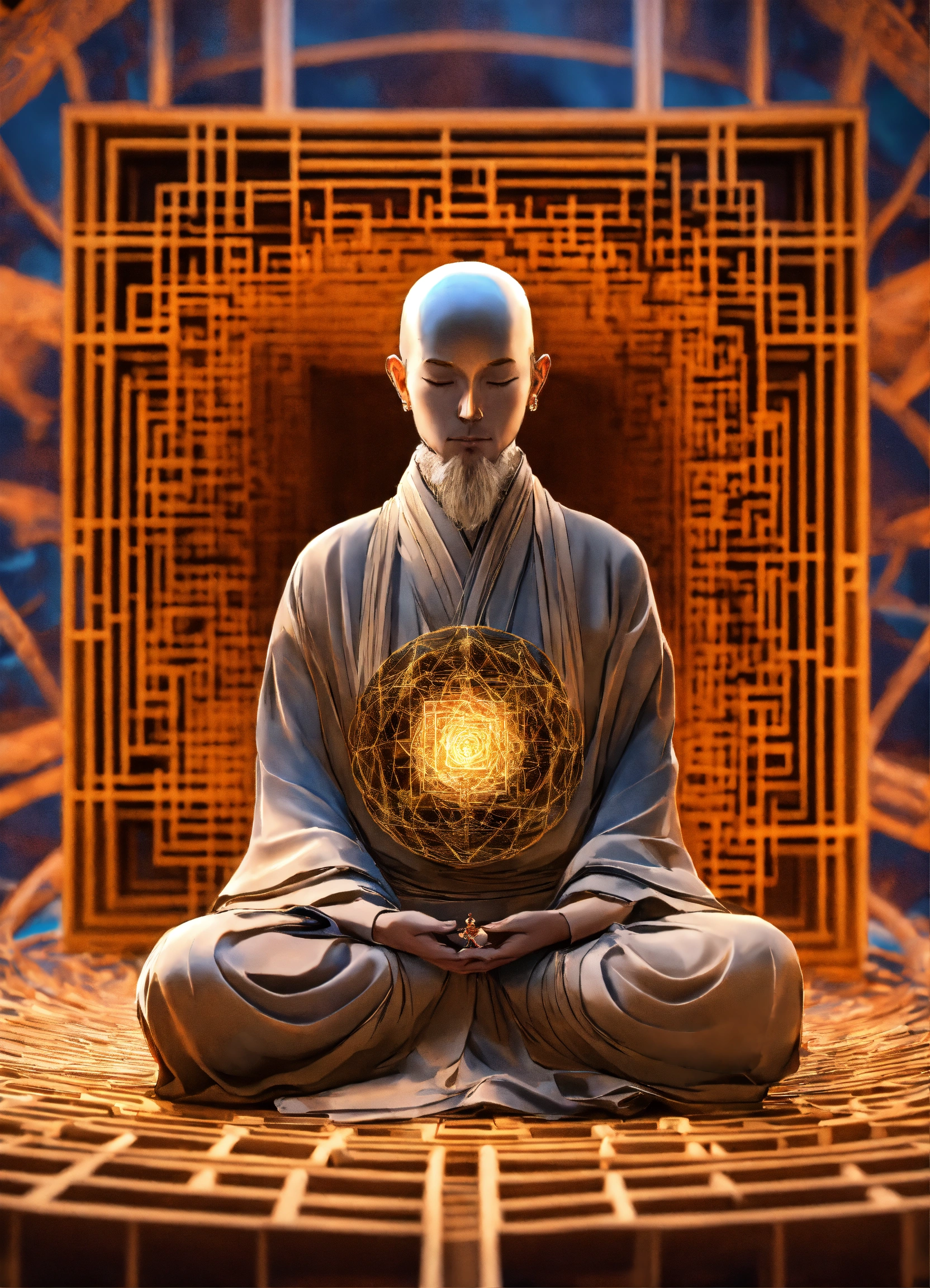 Lexica - Zen master in meditation pose torus body fractal three point ...