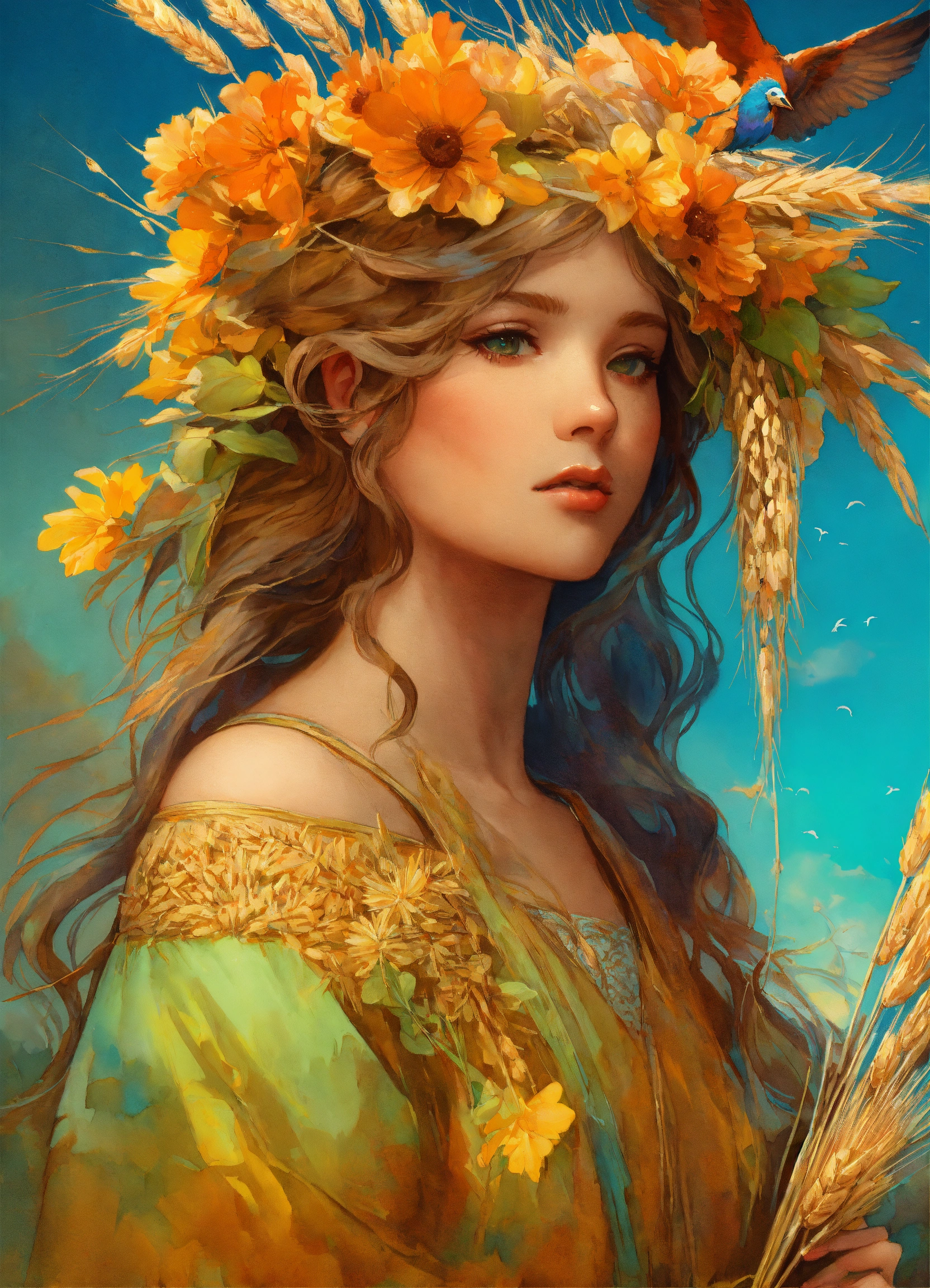 Lexica - Seasons. woman as fairytale goddess of summer, beautiful ...