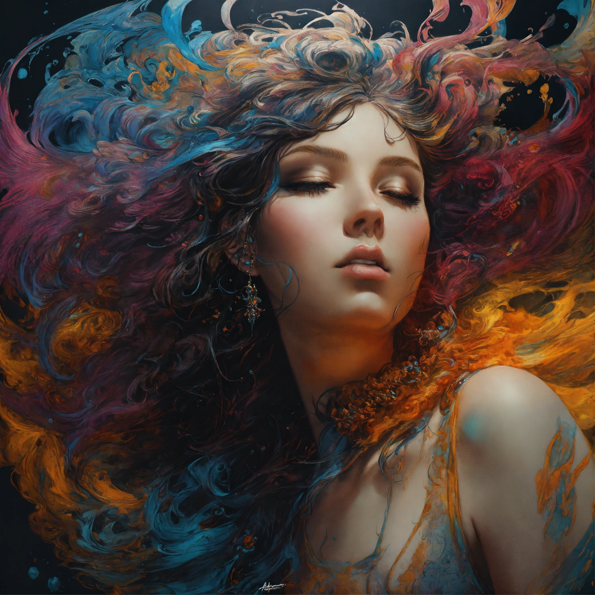 Lexica - Colorful beautiful woman Black ink flow 8k resolution ...