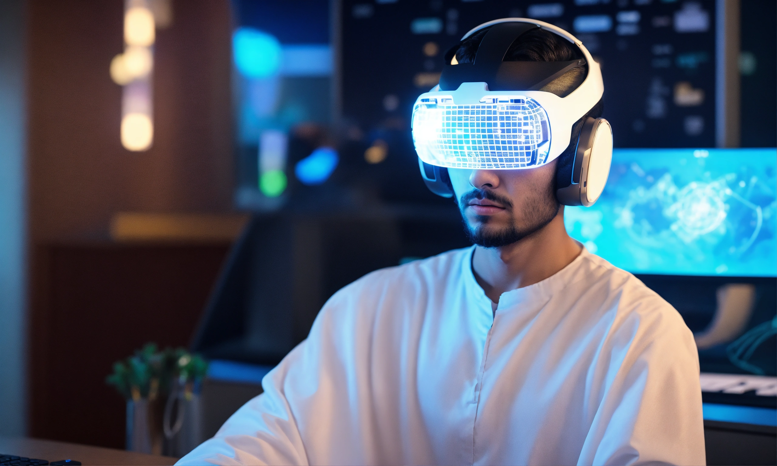 Lexica - Saudi youth male, future, augmented reality head gear ...