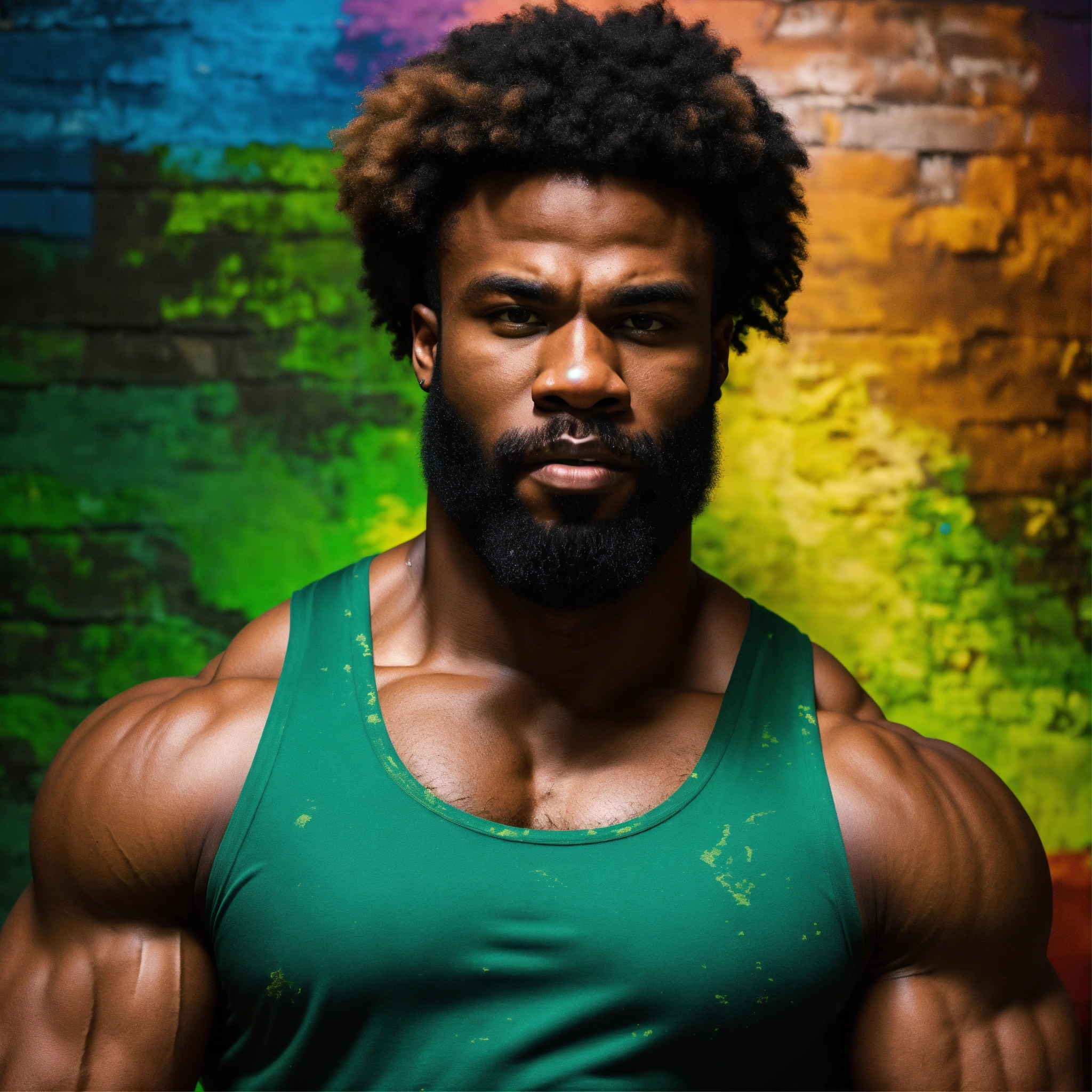 Lexica - 30-year-old hairy black American man with big muscles, big ...