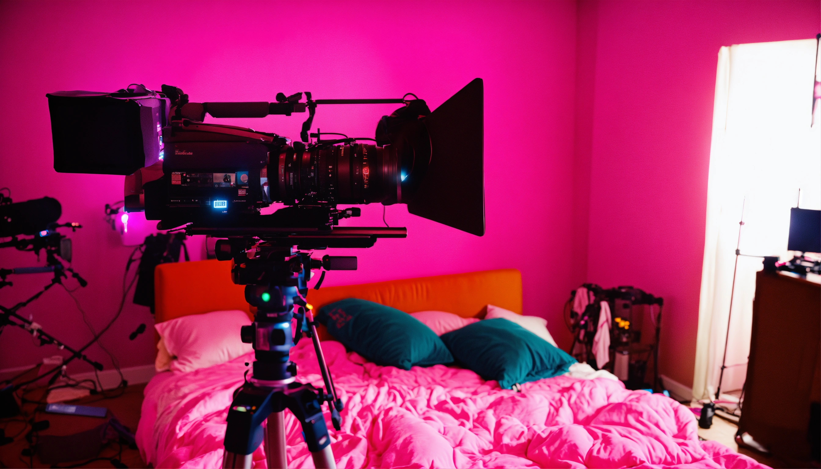 Lexica - Bedroom movie shoot, lights, cameras, movie cameras, film gear ...