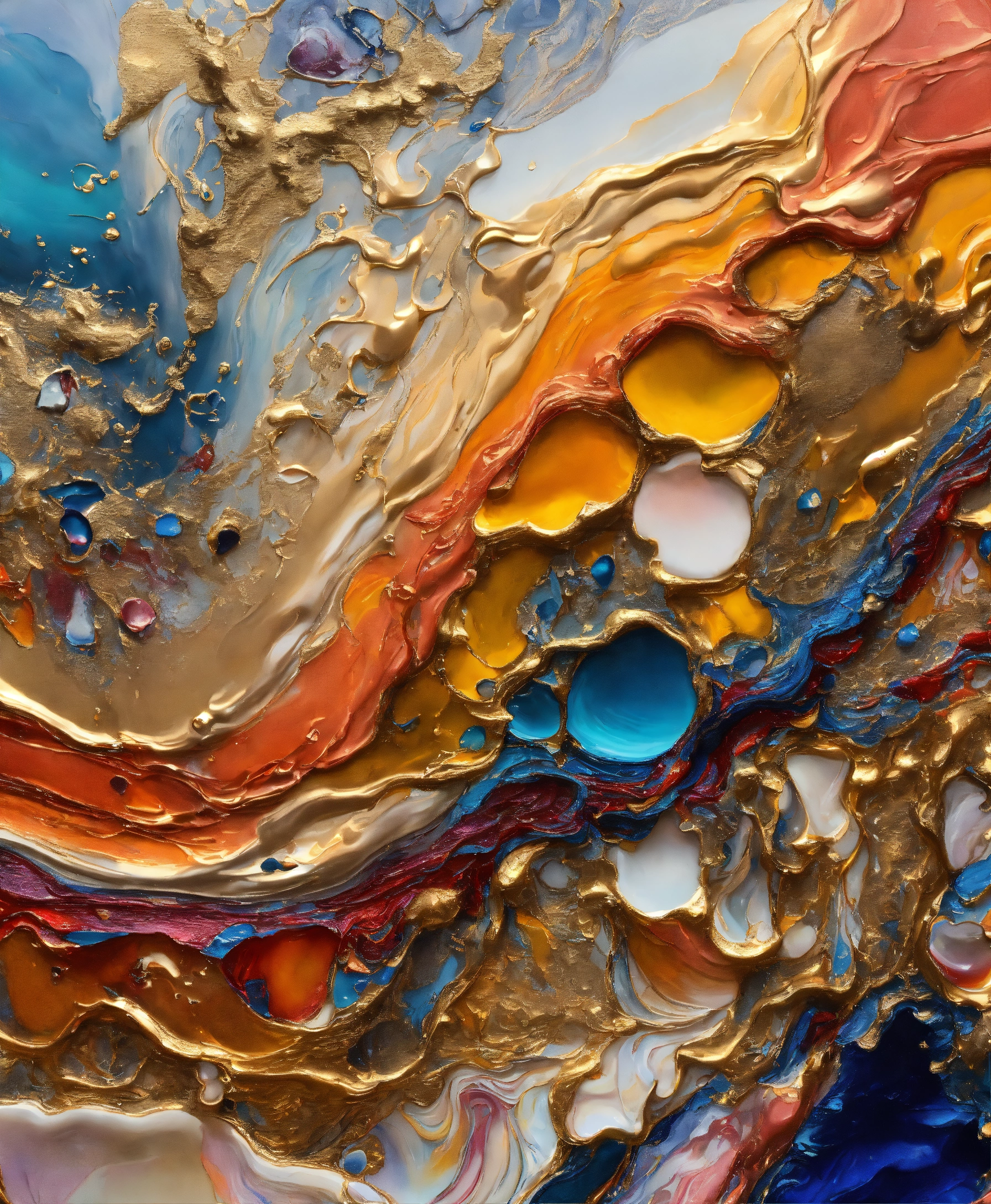Lexica - Colorful abstract painting oil and water complex complicated ...