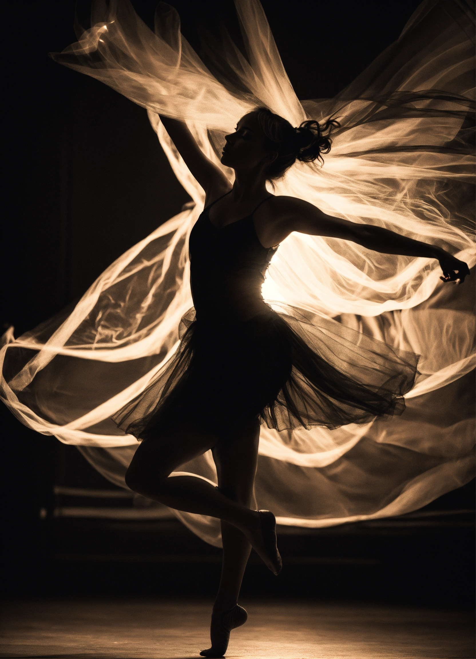 Lexica - Abstract female dancer, dancing in the dark, glowing, black ...