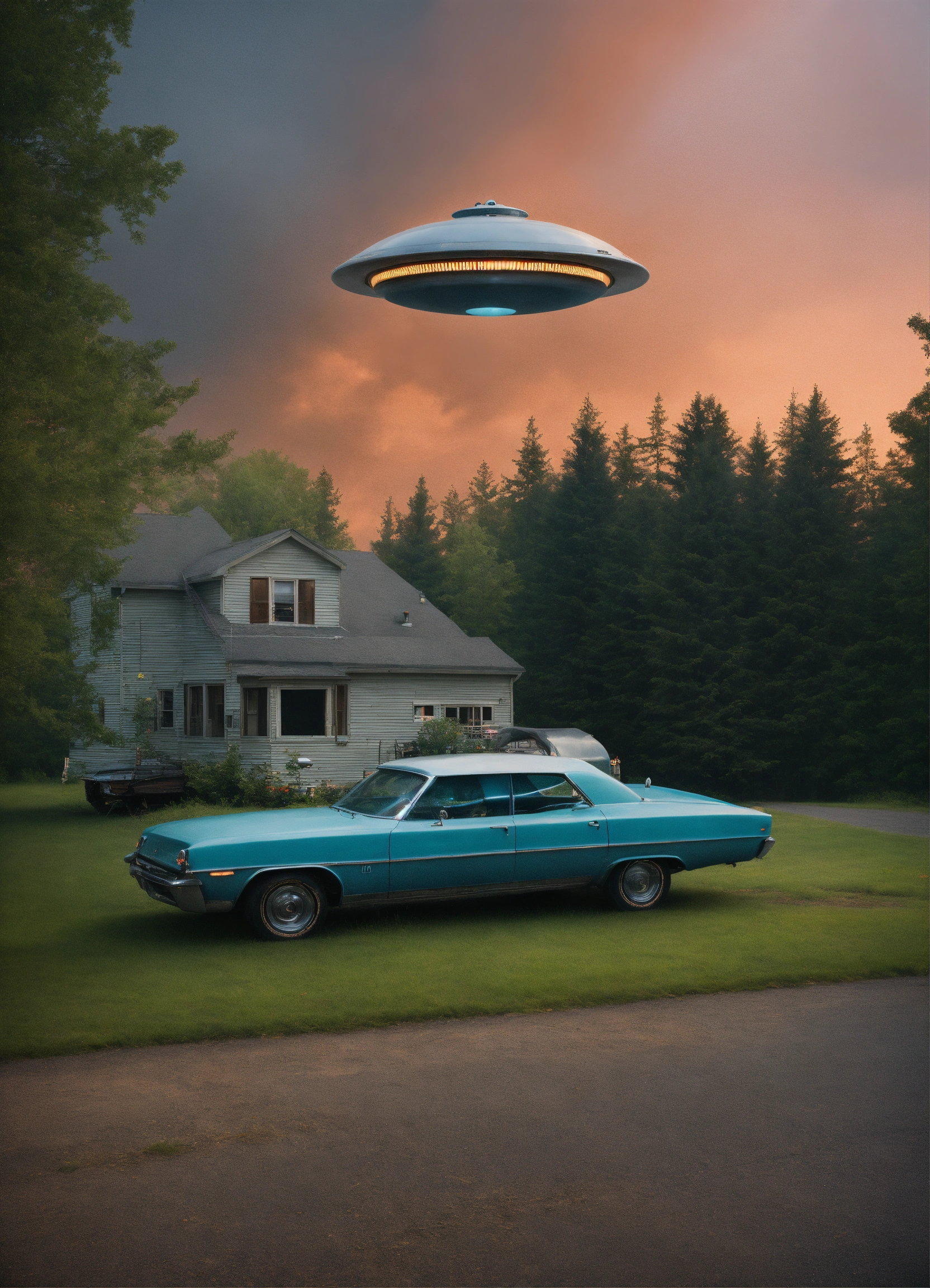 Lexica - A photograph of a realistic retro style ufo in the daytime ...