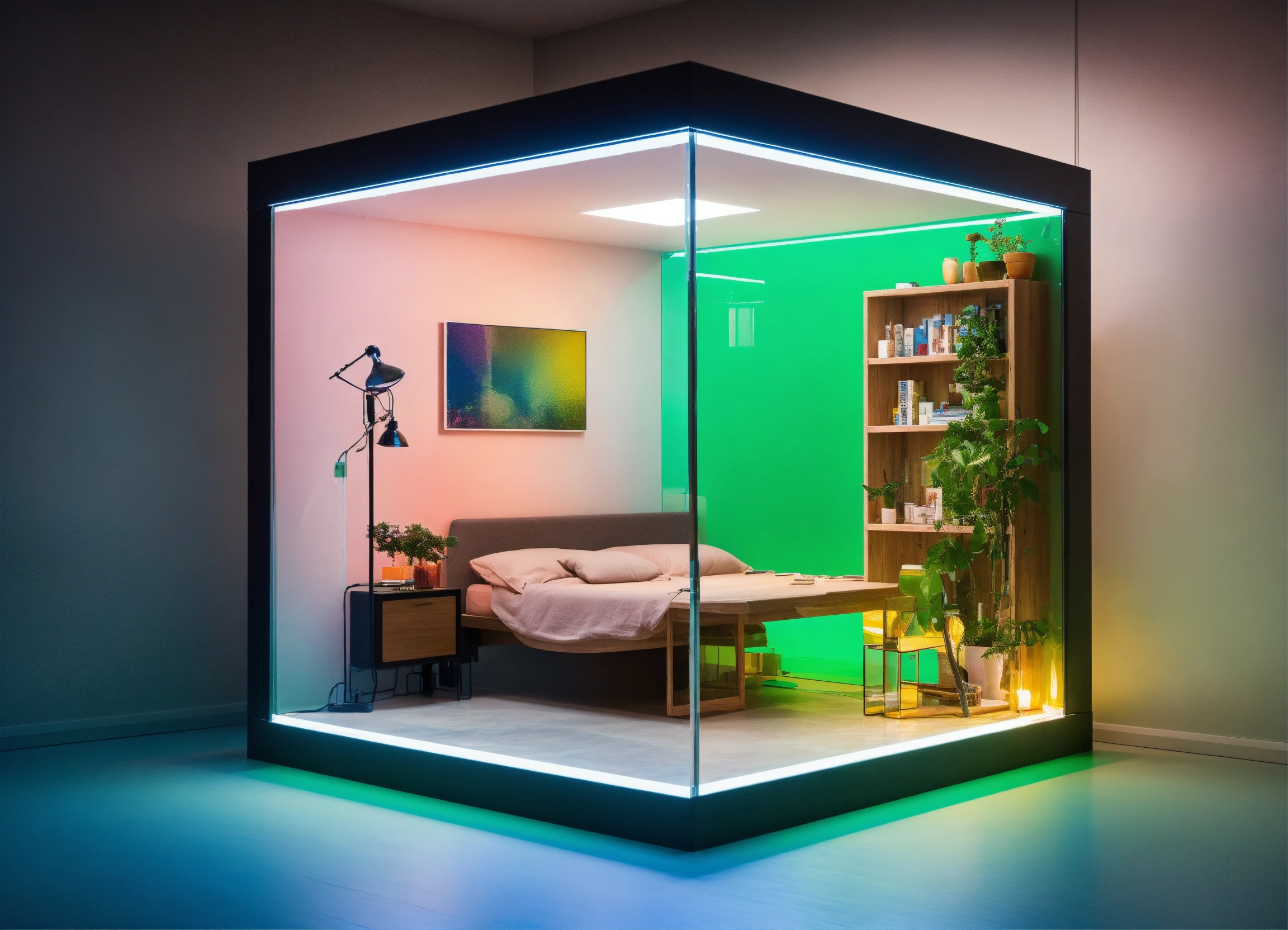 Lexica - Cube, 4k, small modern house inside cube!, clear plastic ...
