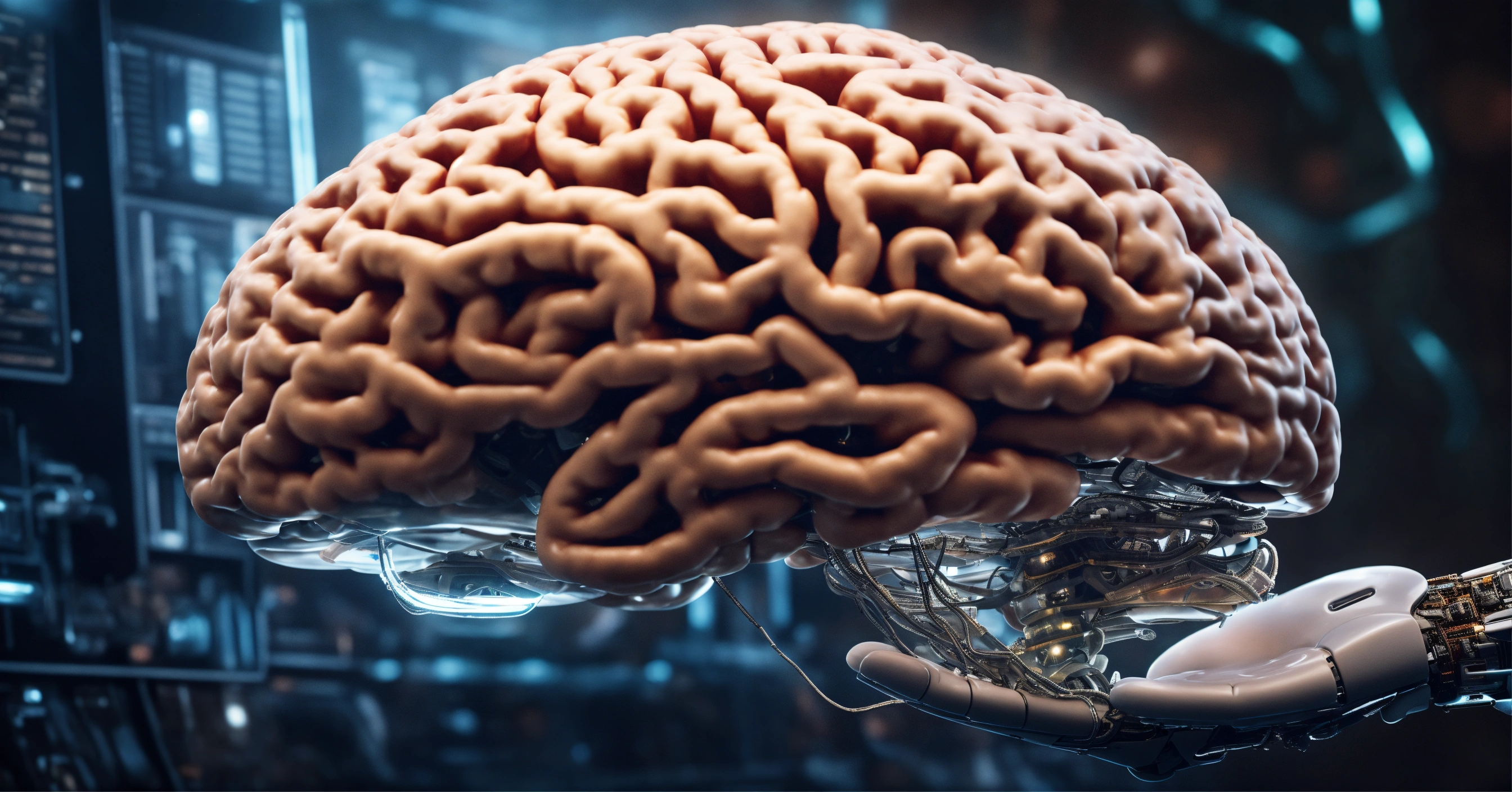 Lexica - Human brain with an AI god holding it hovering above the AI ...