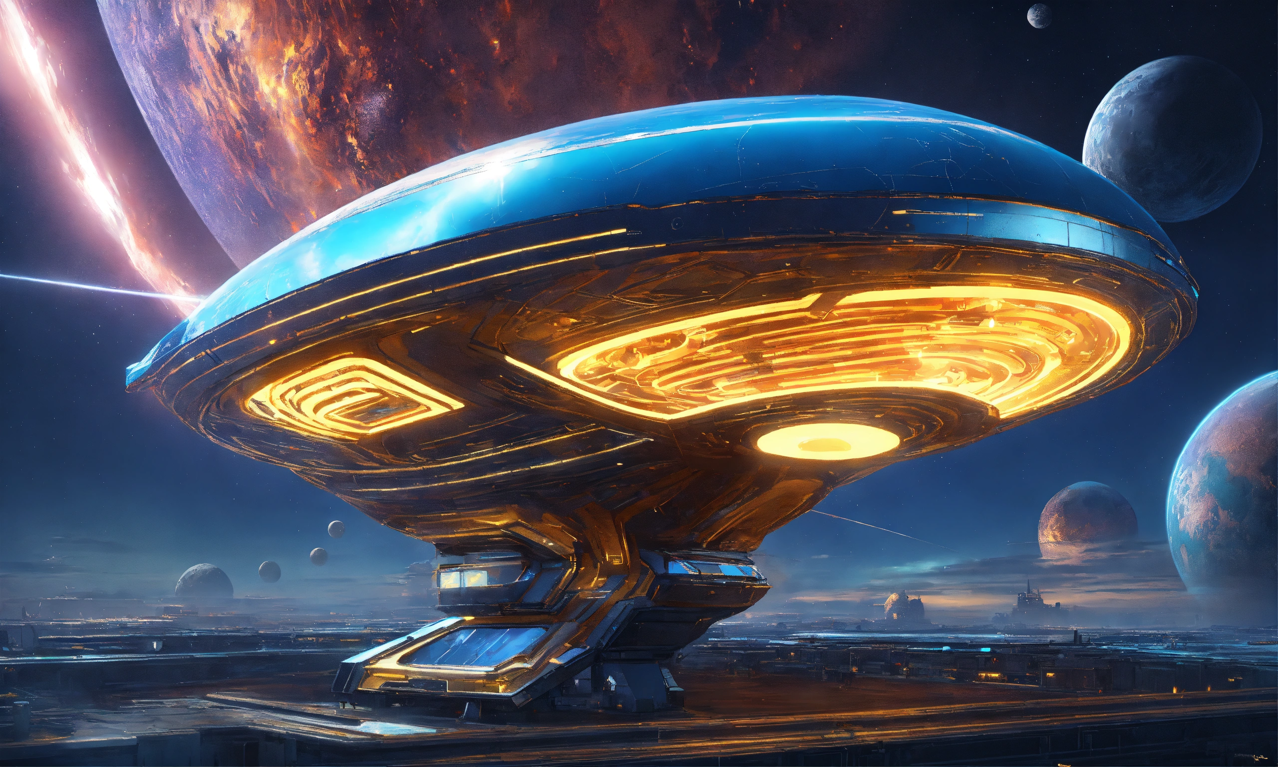 Lexica - Futuristic spaceship,alien design,flying in starry space ...
