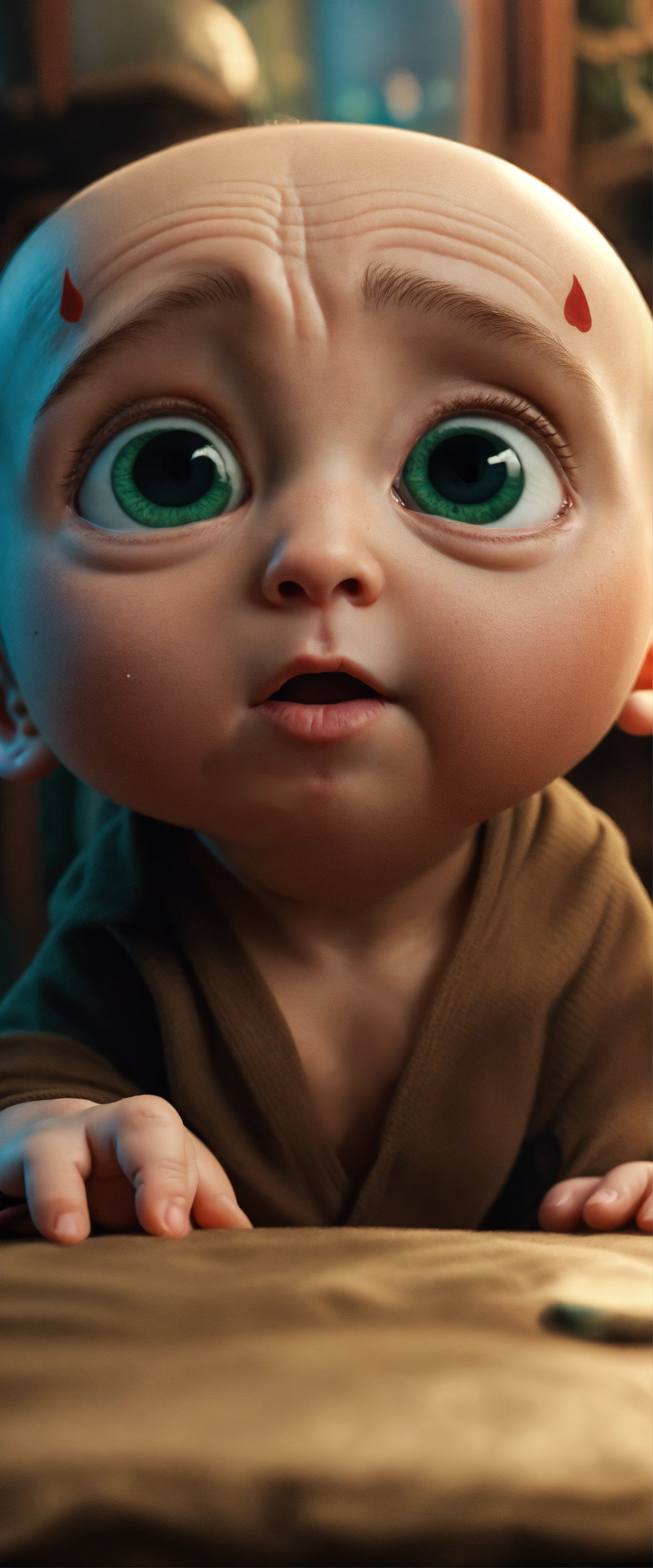 Lexica - Voldemort as a cute baby, cartoon effect, very big eyes. More ...