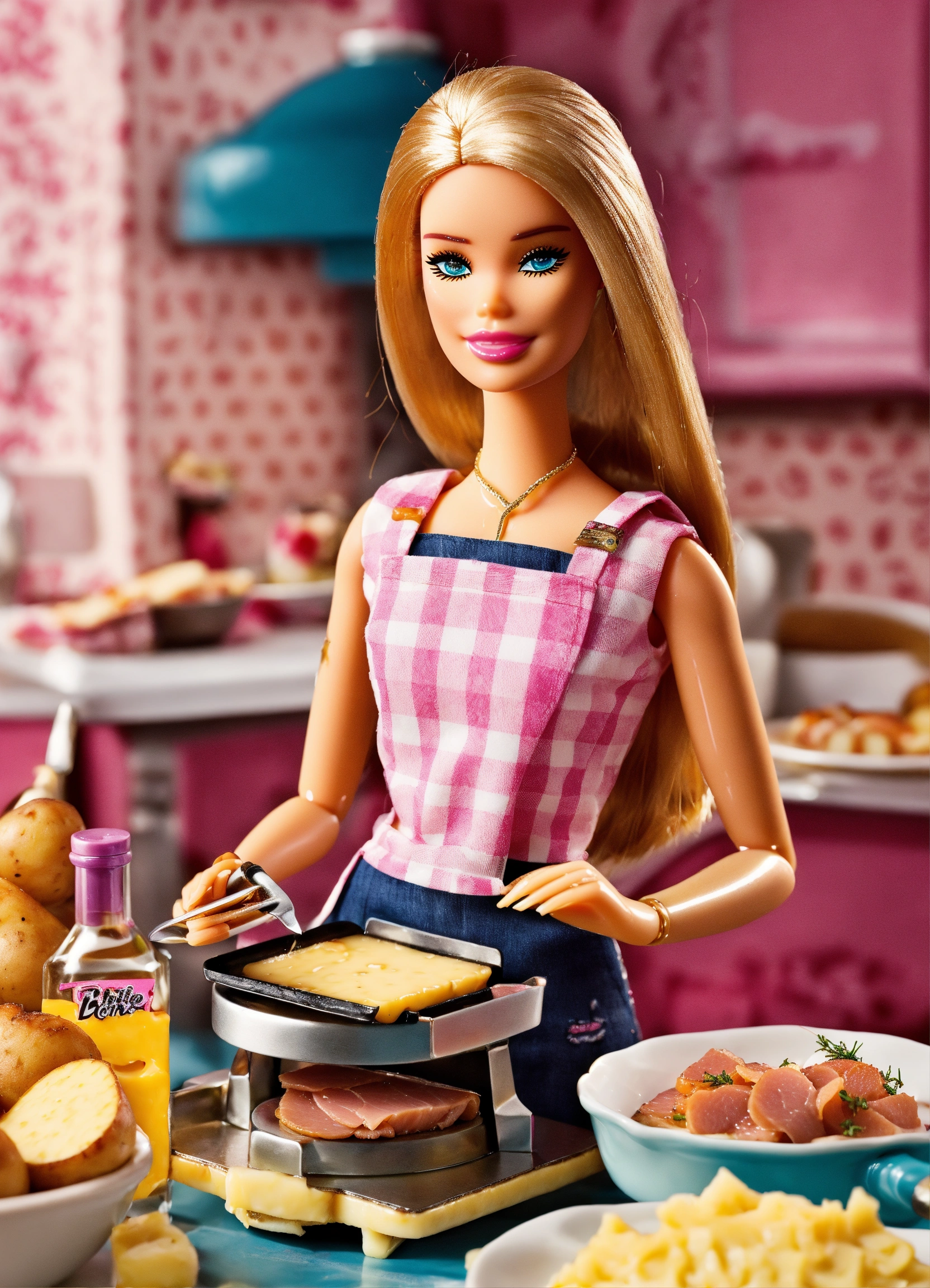 Lexica - Barbie a cheese ham potatoes raclette device French tabl with ...