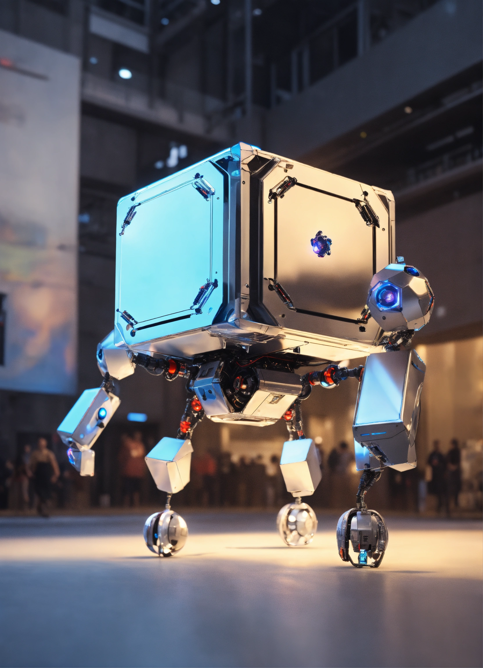 Lexica - Flying floating Robot that looks like a sleek silver cube with ...