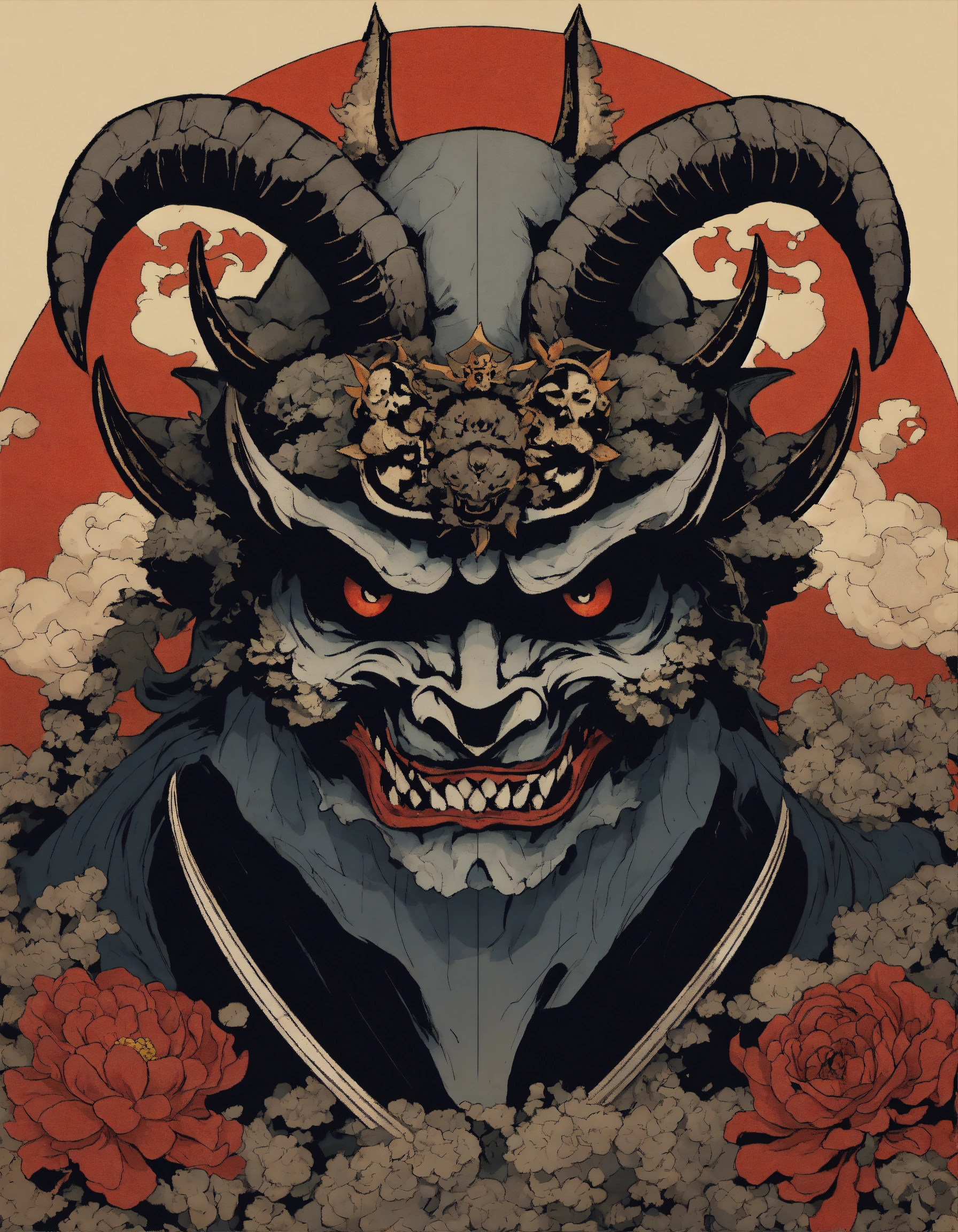 Lexica - Illustration of a gargoyle with two swords and a skull ...