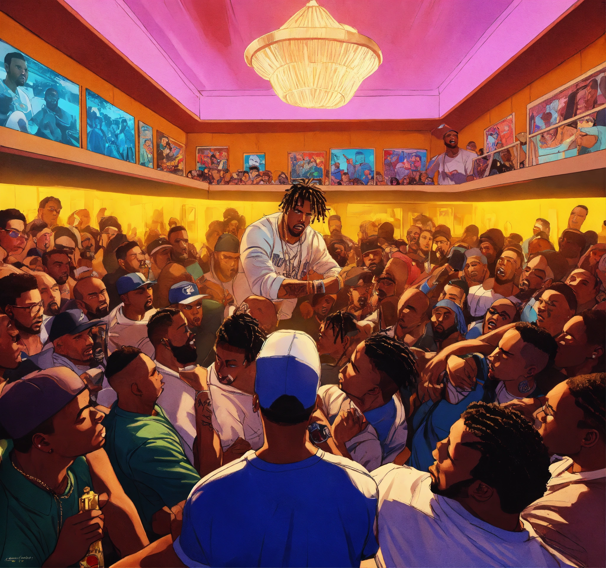 Lexica - Birdseye view Pop art, hyperrealist portrait of battle rapper ...