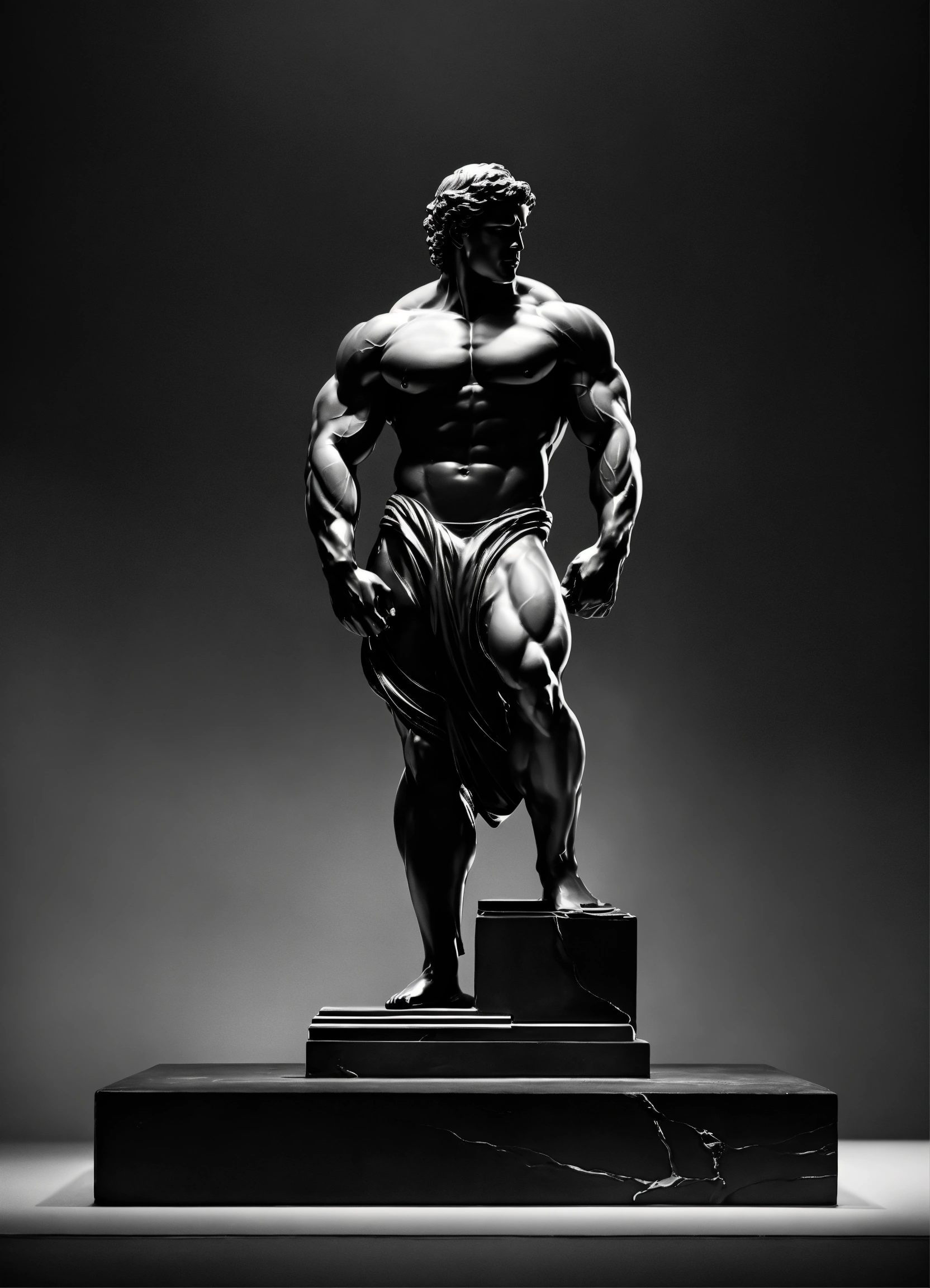 Lexica - Simple Logo from a muscular Statue, the Statue is black and ...