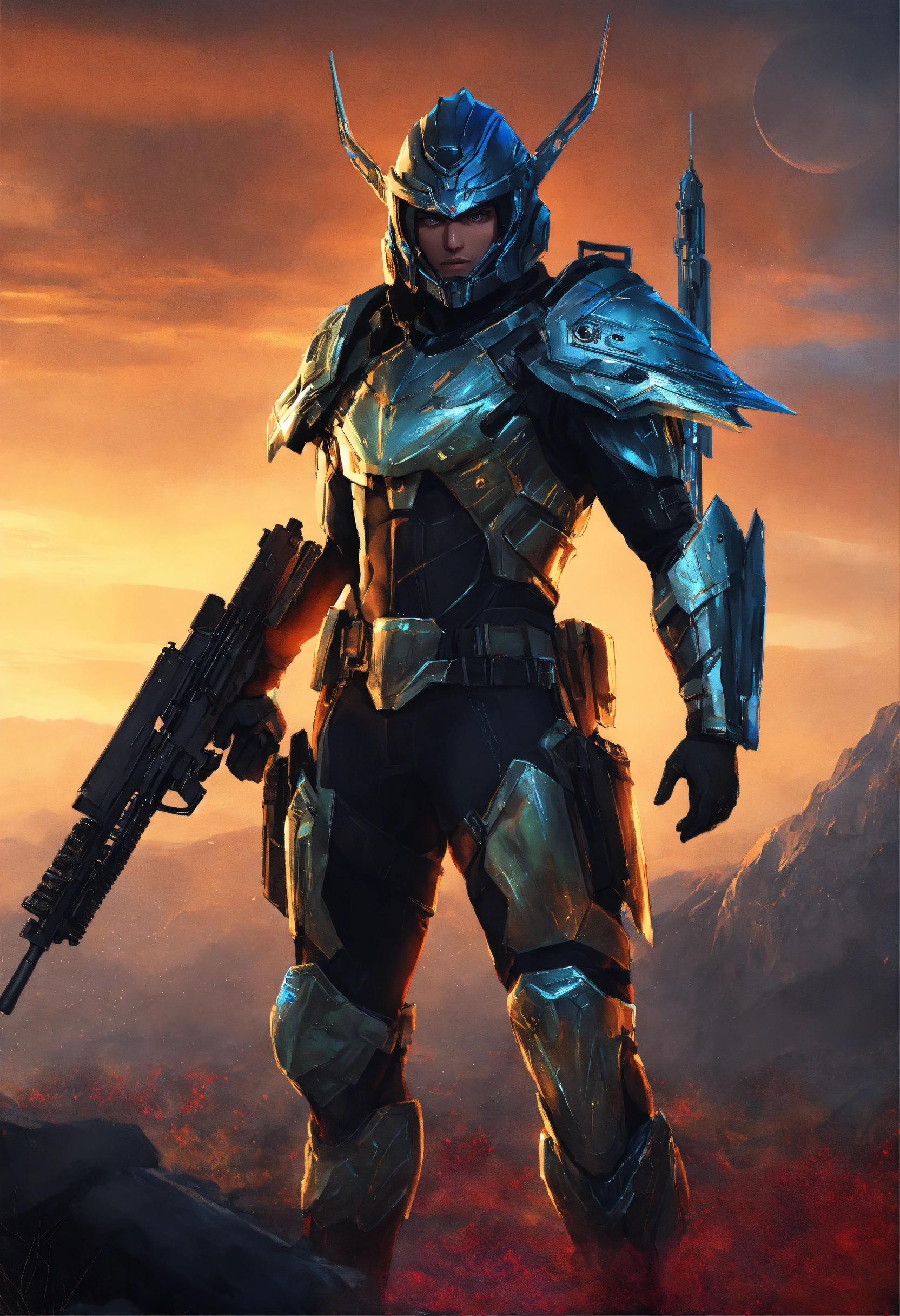 Lexica - Epic drawing of a full body of an elf sci fi soldier wearing ...