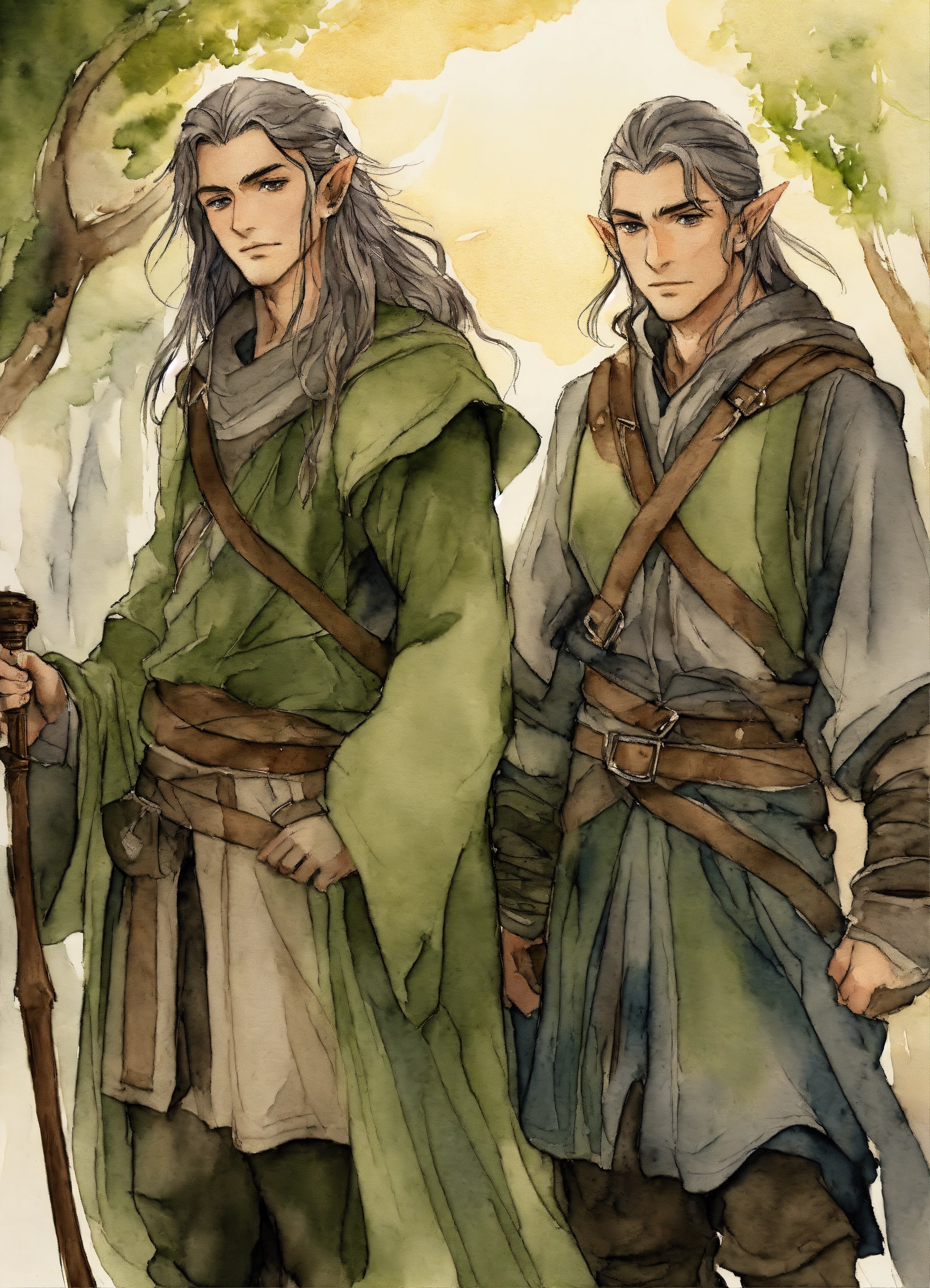 Lexica - The elves Eladan and Elrohir from LOTR with grey clothes in ...
