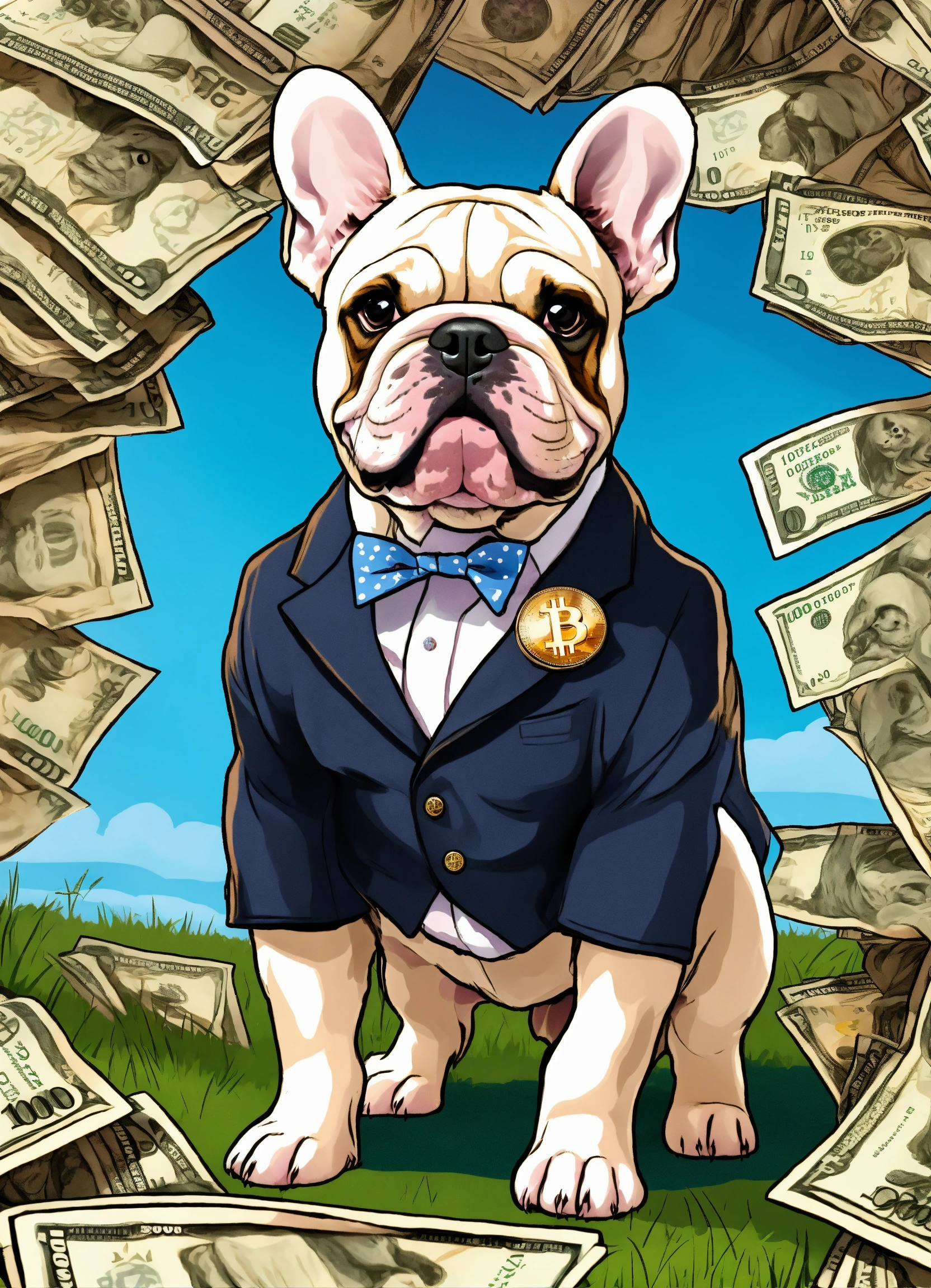 Lexica - Image of a millionaire bulldog puppy, dressed in an elegant ...