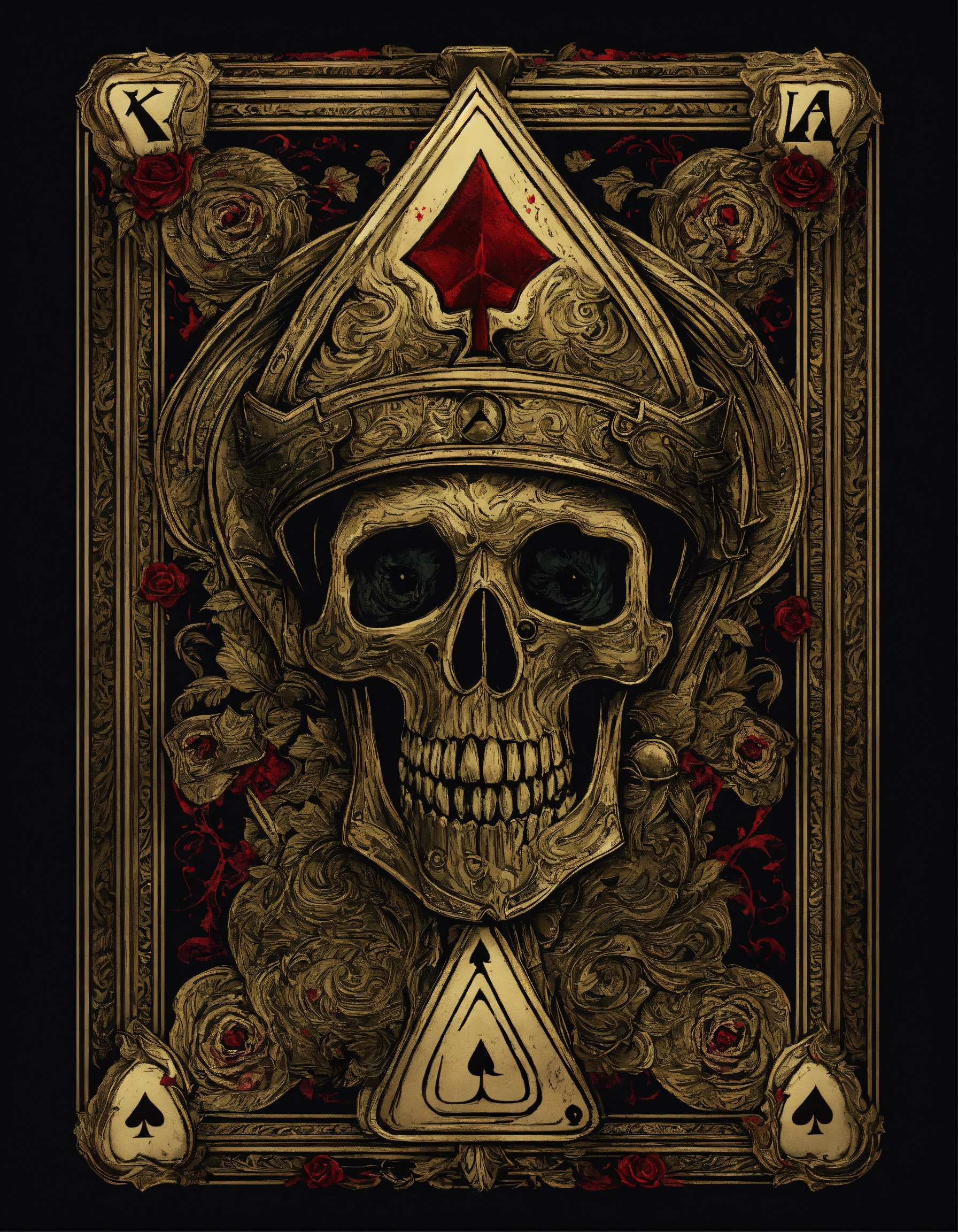 Lexica - Zombie ace of spades, face view, symmetrical view, tshirt ...