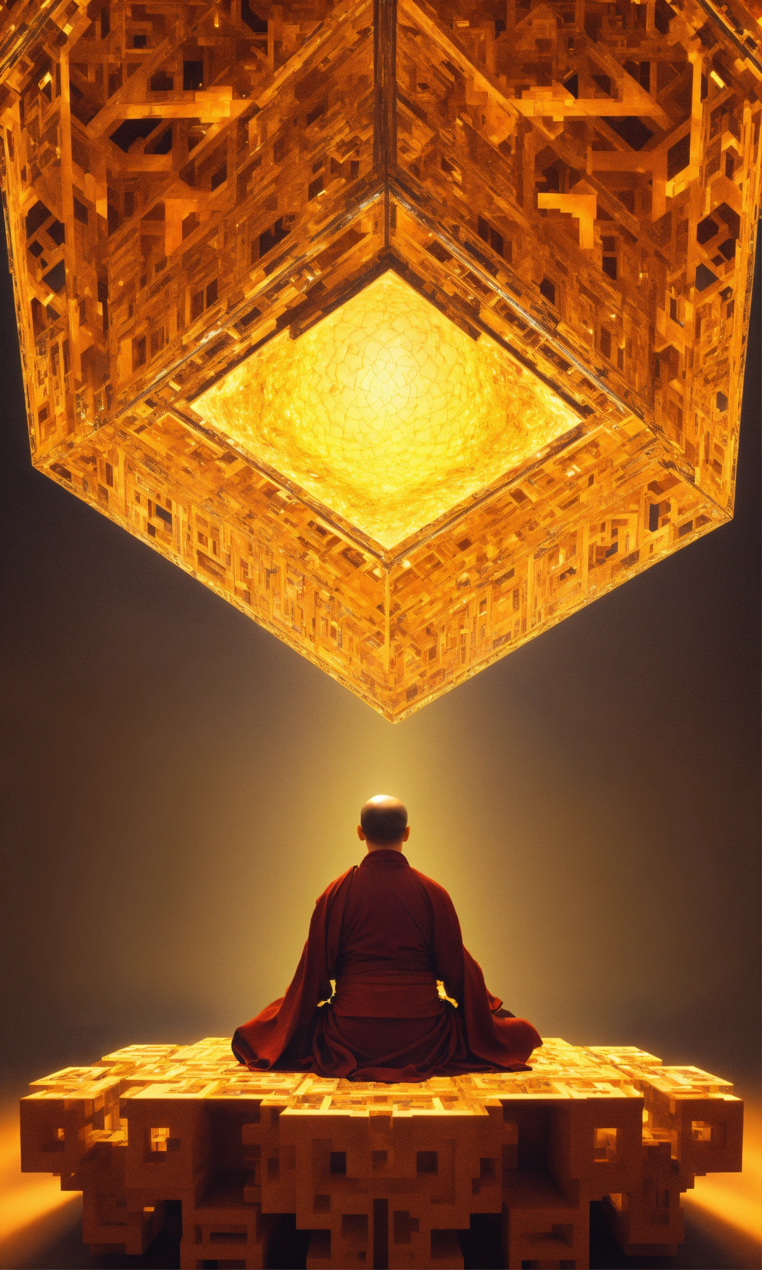 Lexica - Sitting Taoist monk tesseract body fractal three point ...