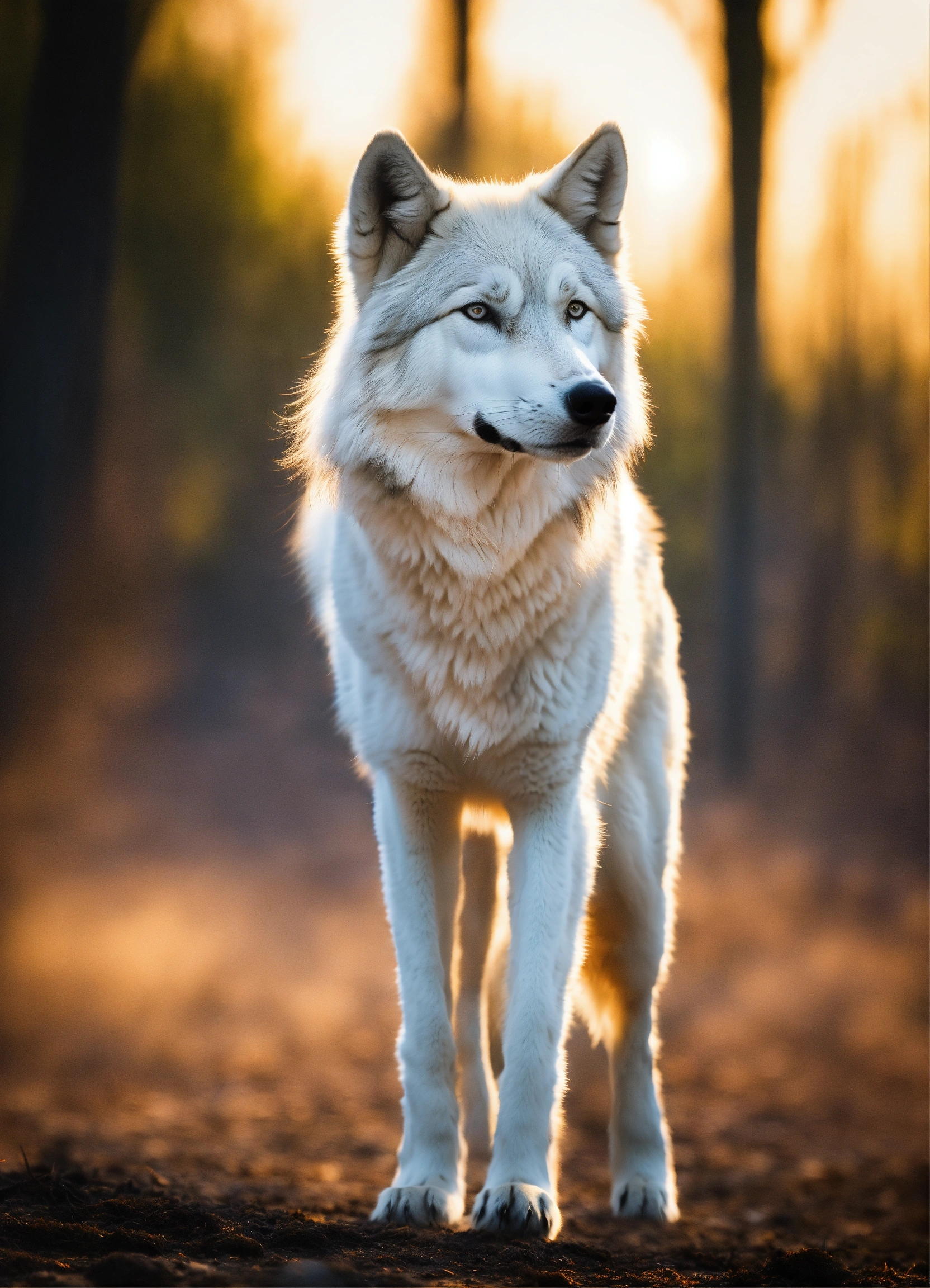 Lexica - A white wolf with a black spot that fades out on all sides ...