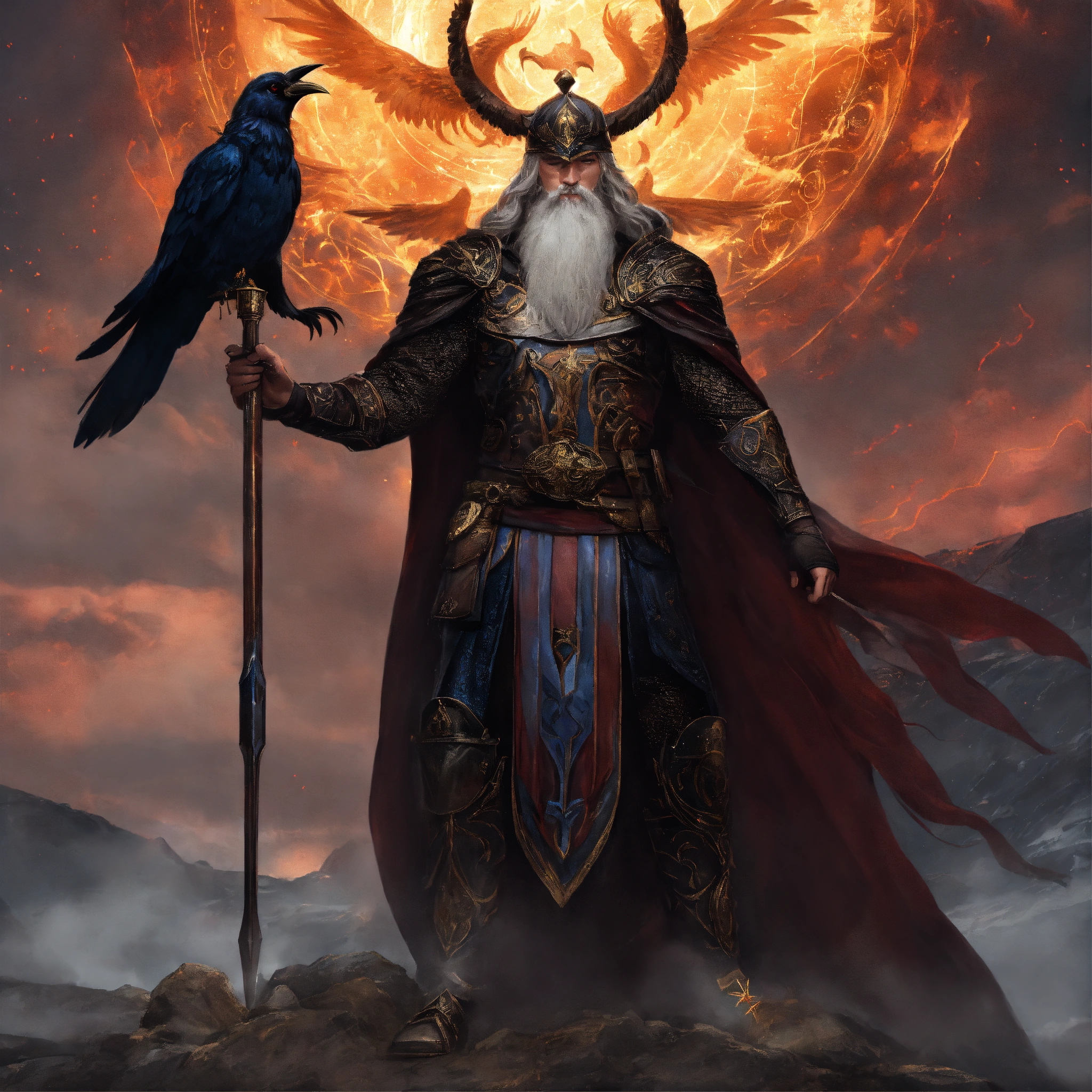 Lexica - Draw Odin and Hel in a face-to-face encounter. Odin should be ...