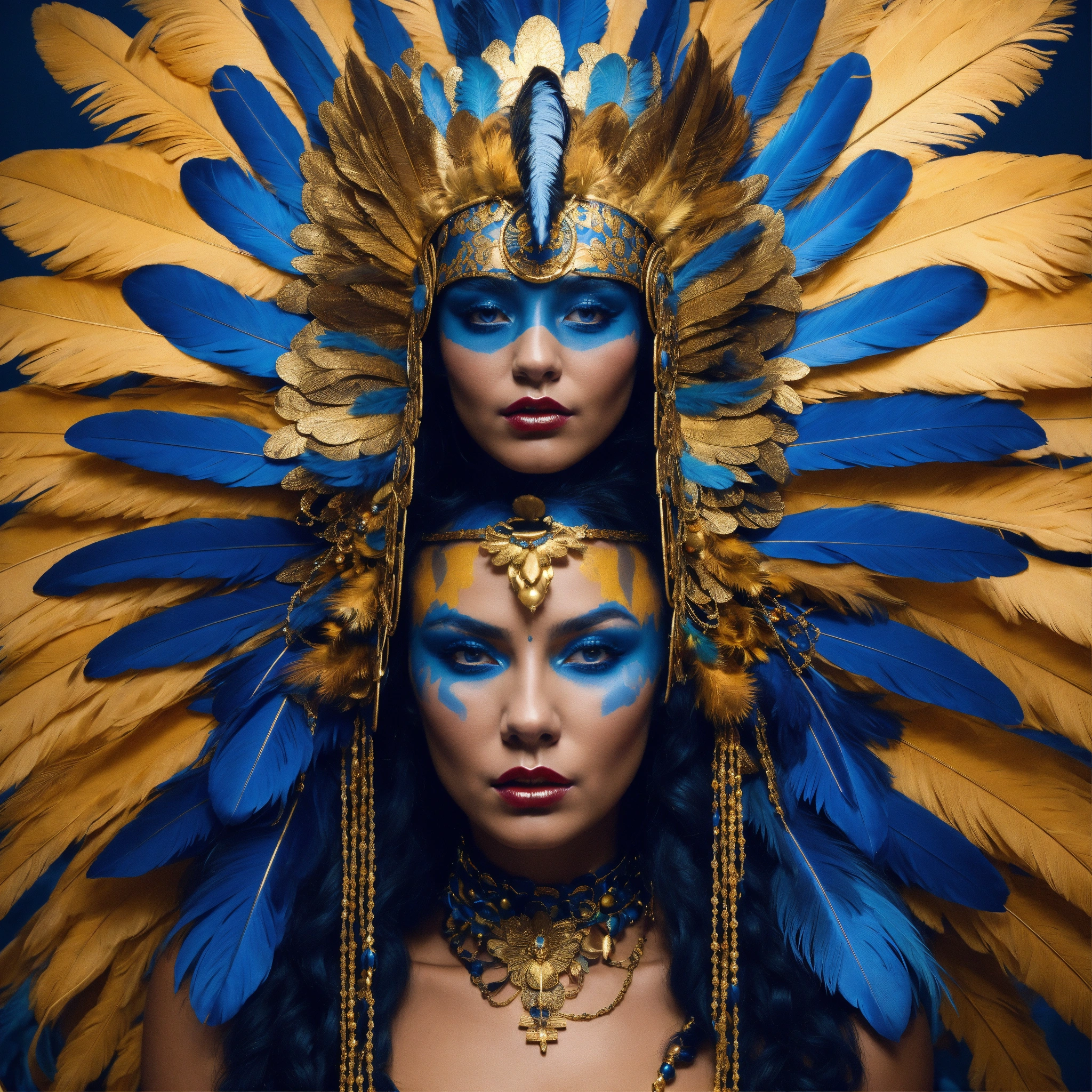 Lexica - Hannibal Lecter as A tan skin Mayan queen all blue and gold ...