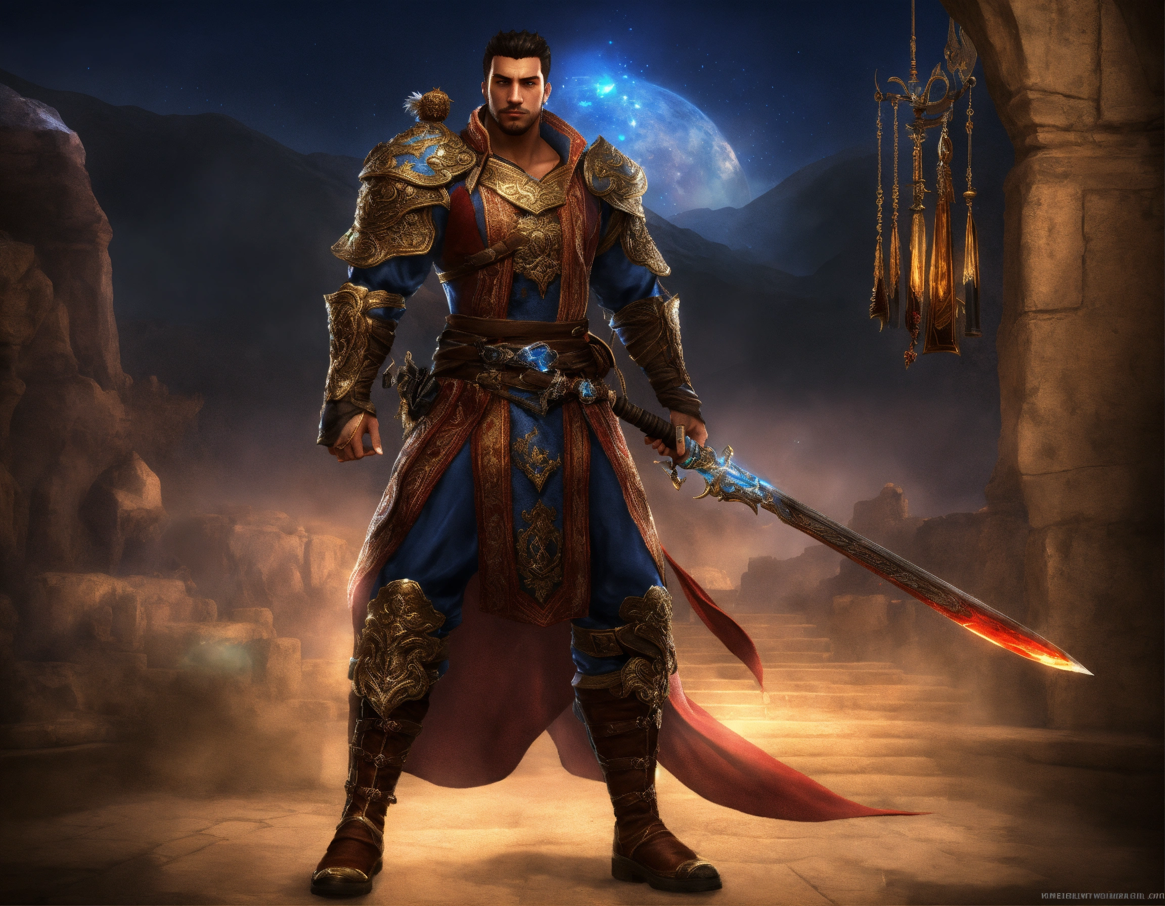 Lexica - Metin2 online character with glaxy background