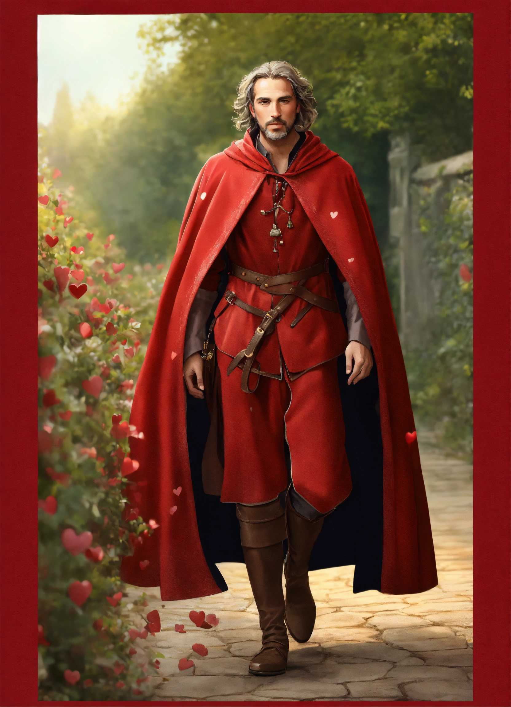 Lexica - Illustrated realistic, adult man from medieval ages, red suit ...