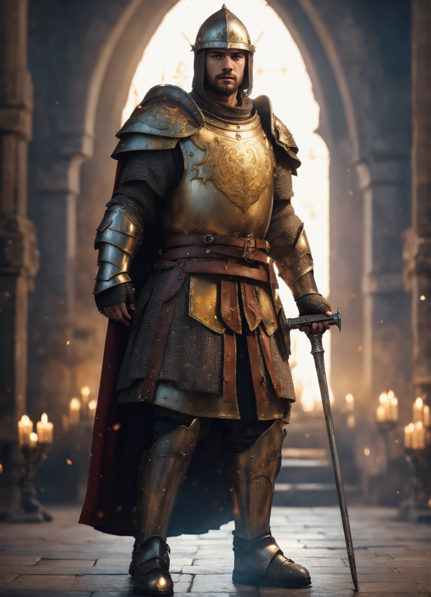 Lexica - A realistic full body portrait of a medieval holy Paladin ...