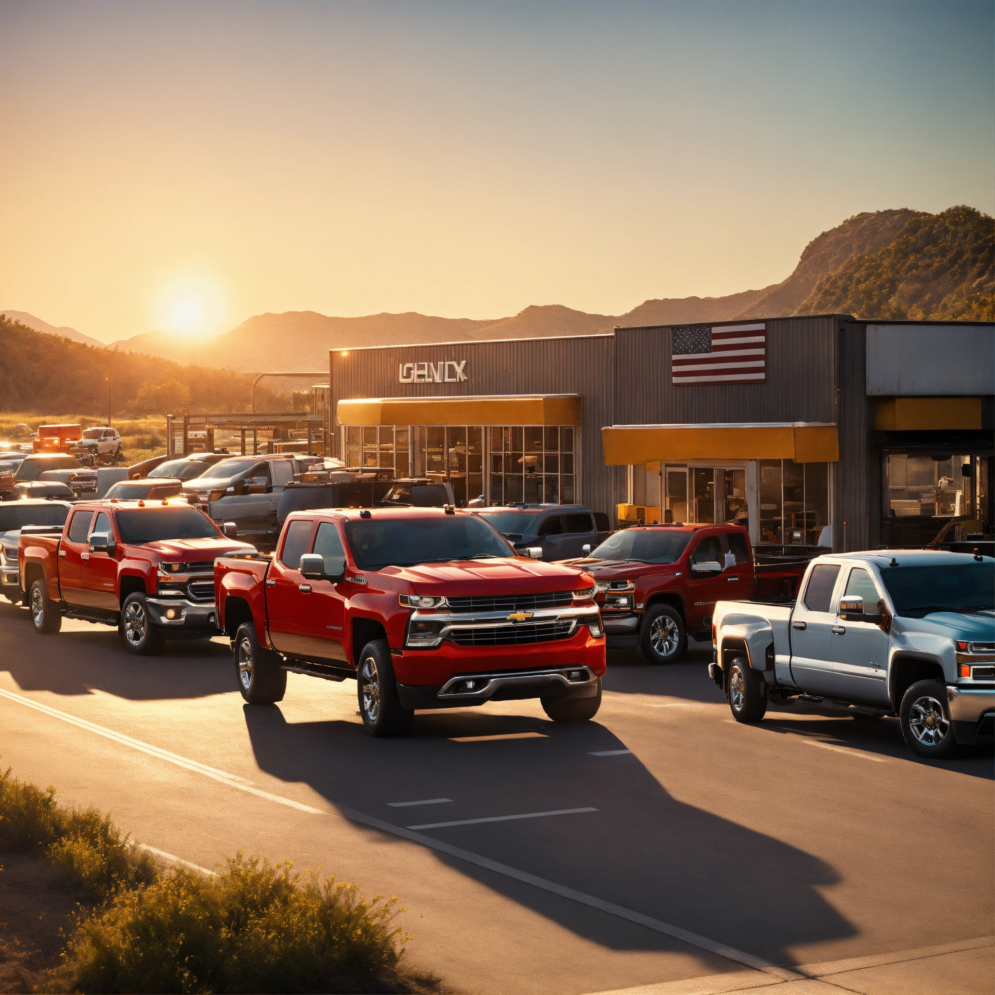 Lexica - Create a restaurant in the middle of a highway with Chevrolet ...
