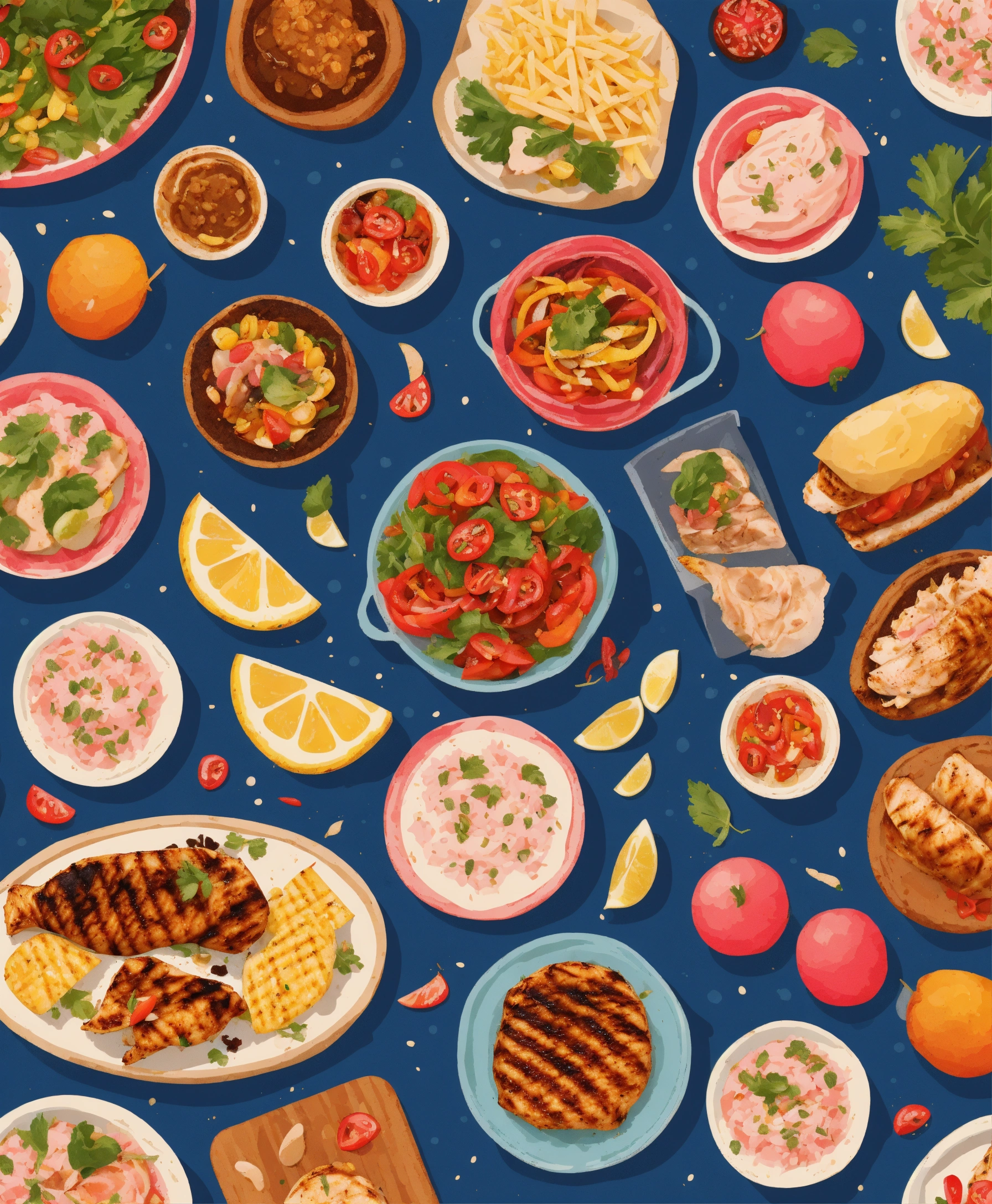 Lexica - Vector pattern in Scandinavian style. Food symbol. Top view ...