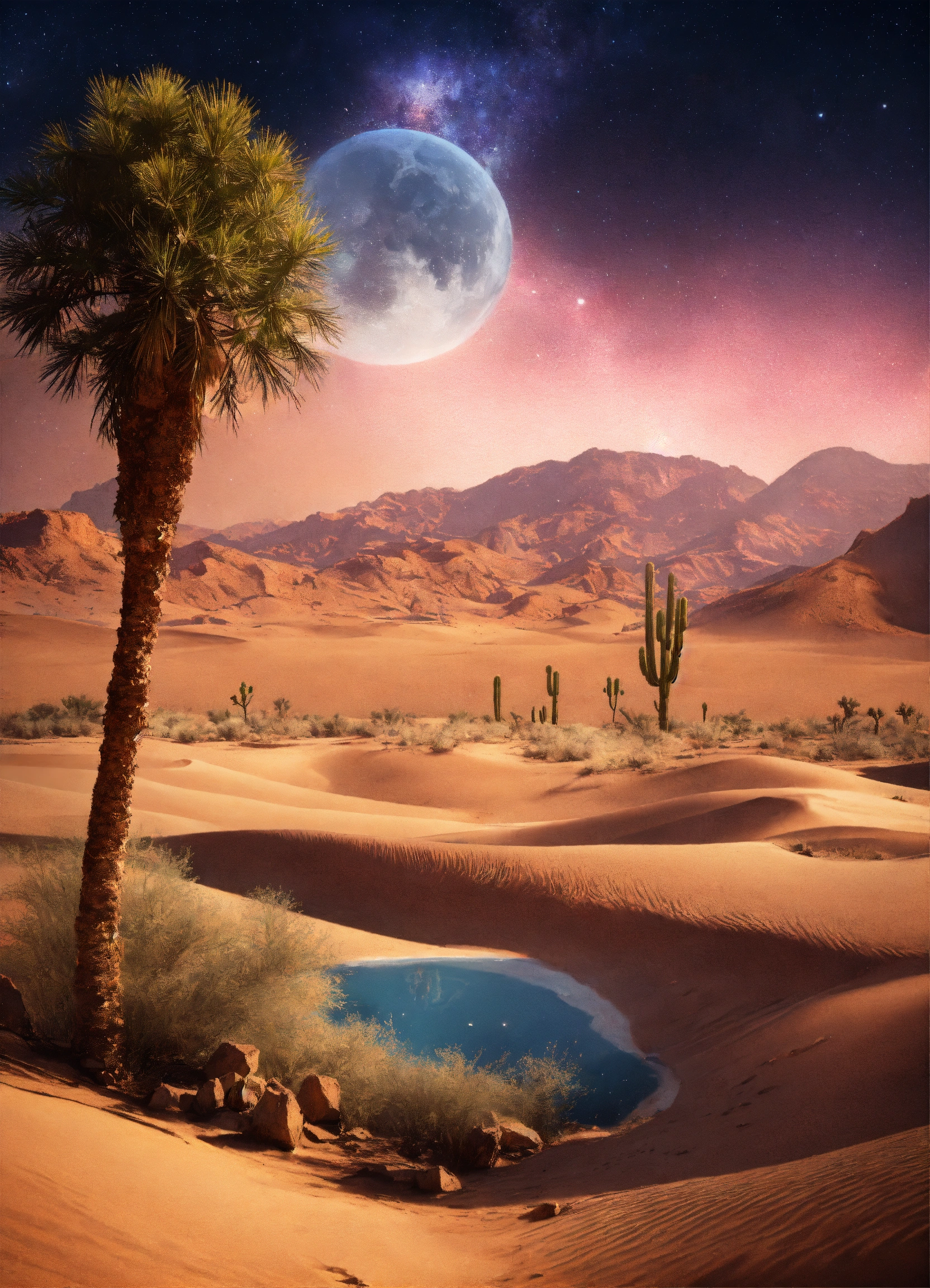 Lexica - Desert Oasis background with Scorpio Pluto zodiac theme