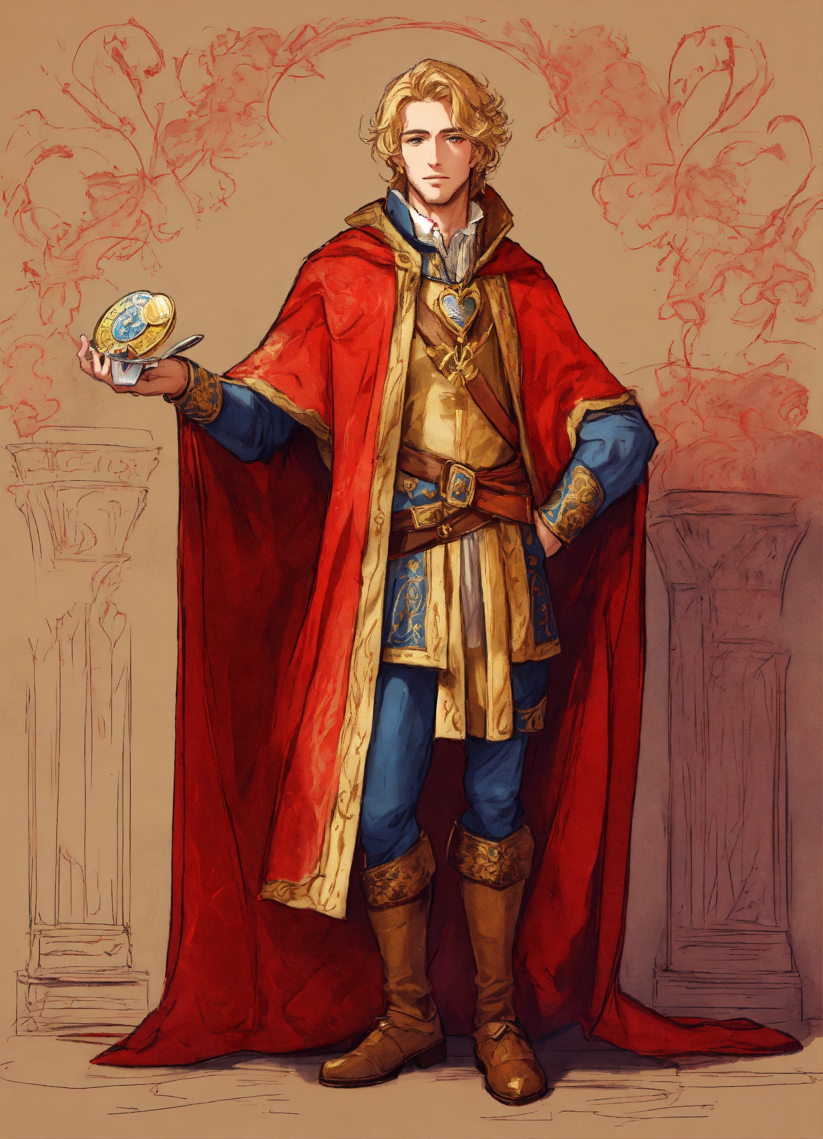 Lexica - Sketch of handsome clever blonde nobleman with a fancy ...