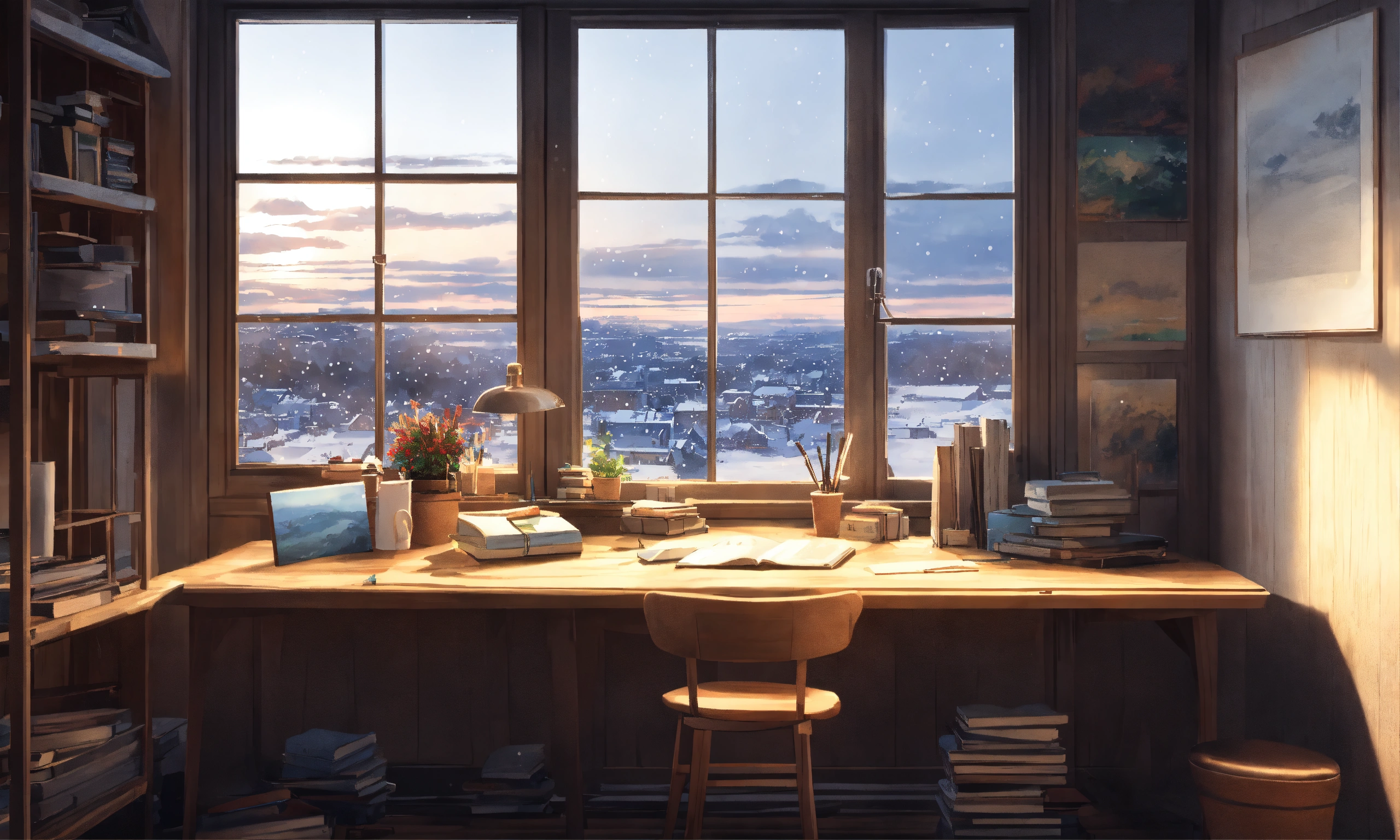 Lexica - Wooden study desk against white wooden walls, grey washed ...